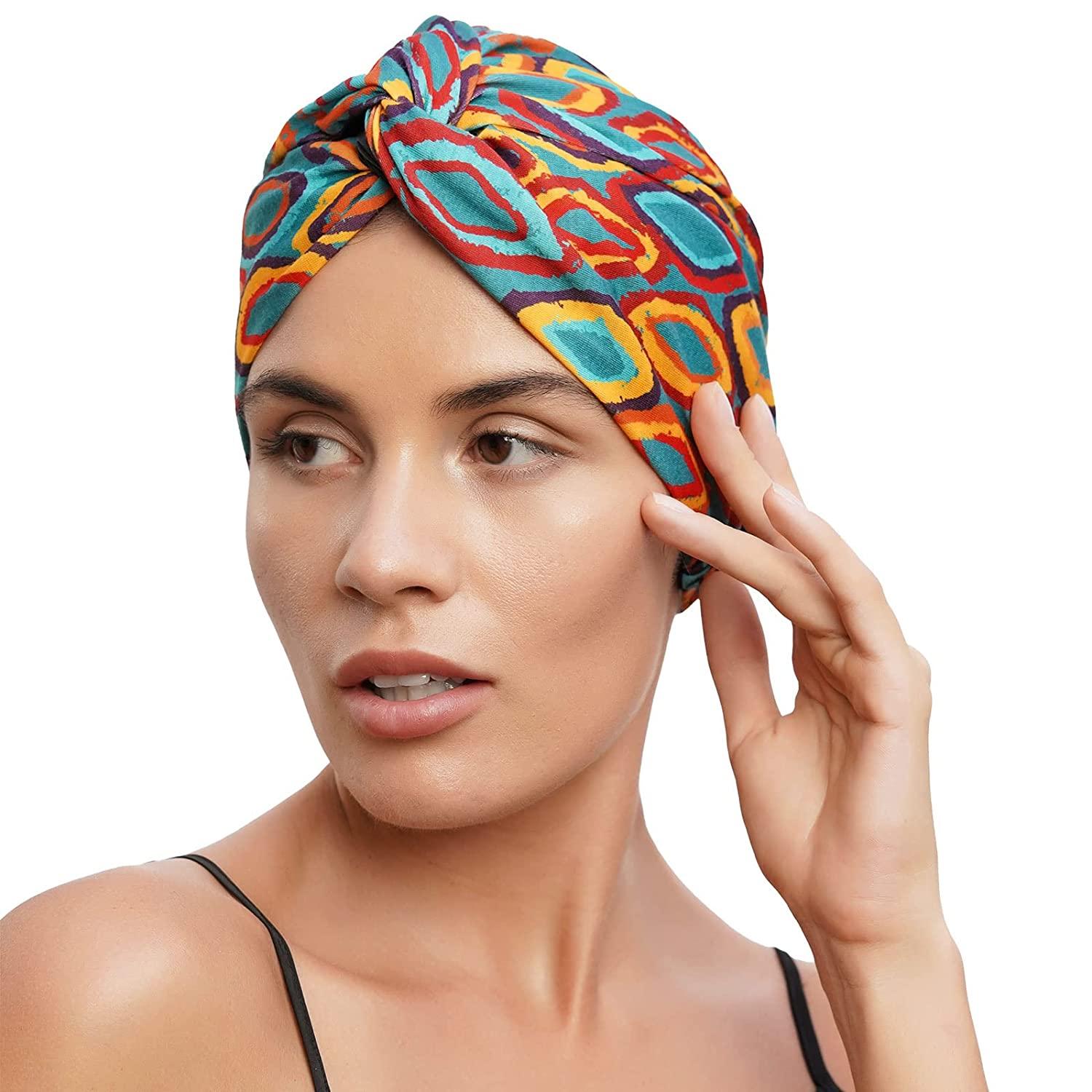 YANIBEST 2 Pack Silk Satin Bonnet Turbans for Women - Adjustable Knot ...