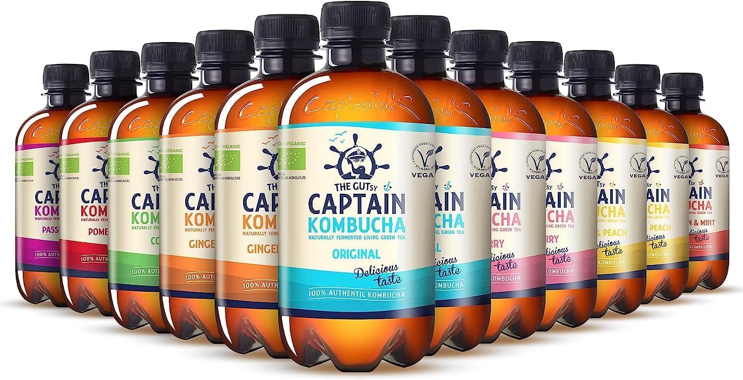 Gutsy Captain Kombucha MixBox - 12 x 400ml Organic Probiotic Tea Drink ...