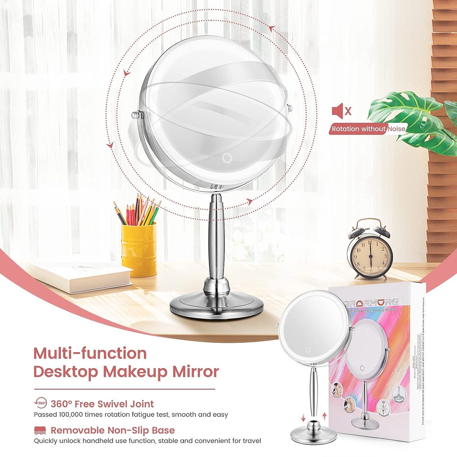 Mirrormore 9 Large Lighted Makeup Mirror | 3 Color LED Dimmable ...