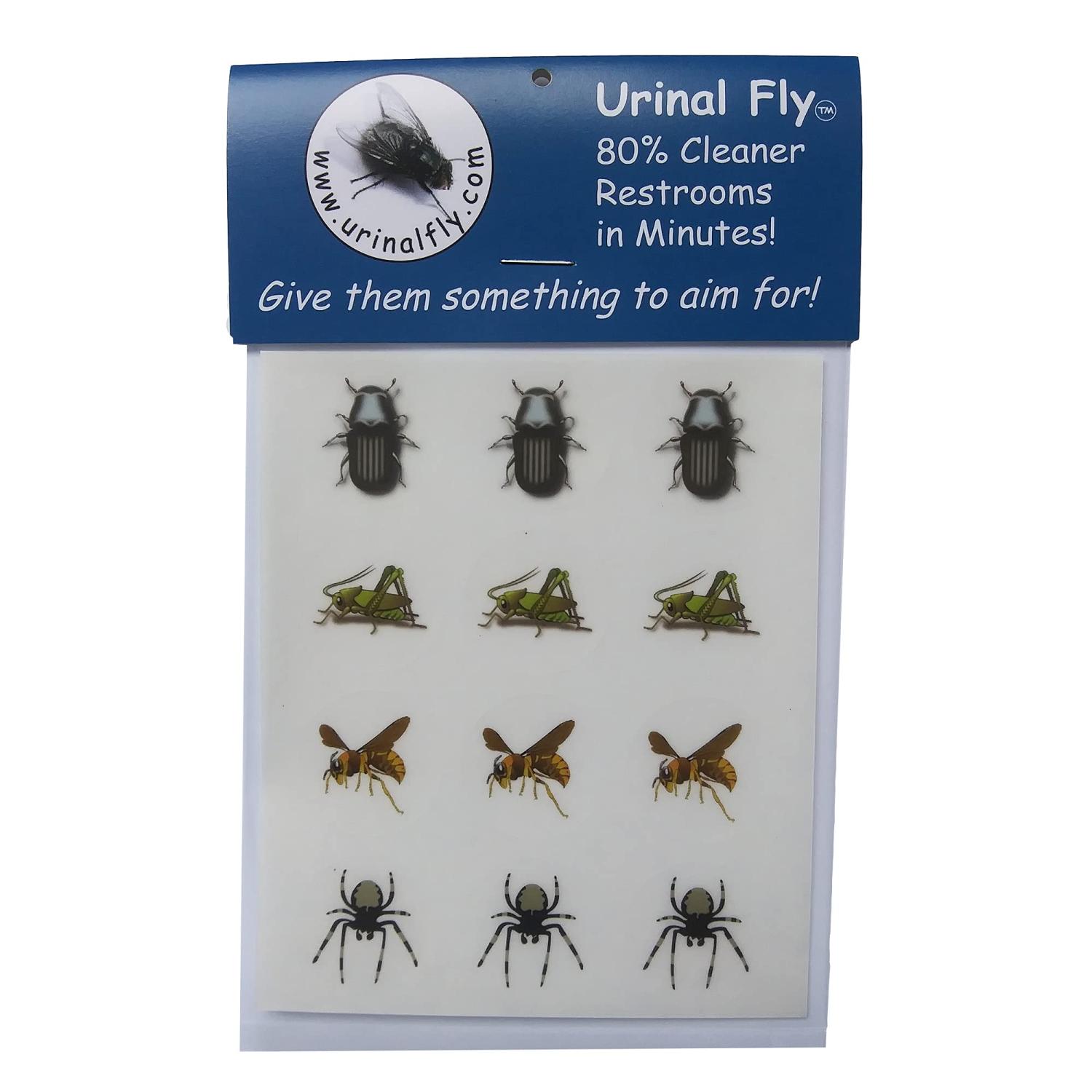 Urinal Fly Toilet Stickers 12 Pack - Grasshopper, Hornet, Beetle ...
