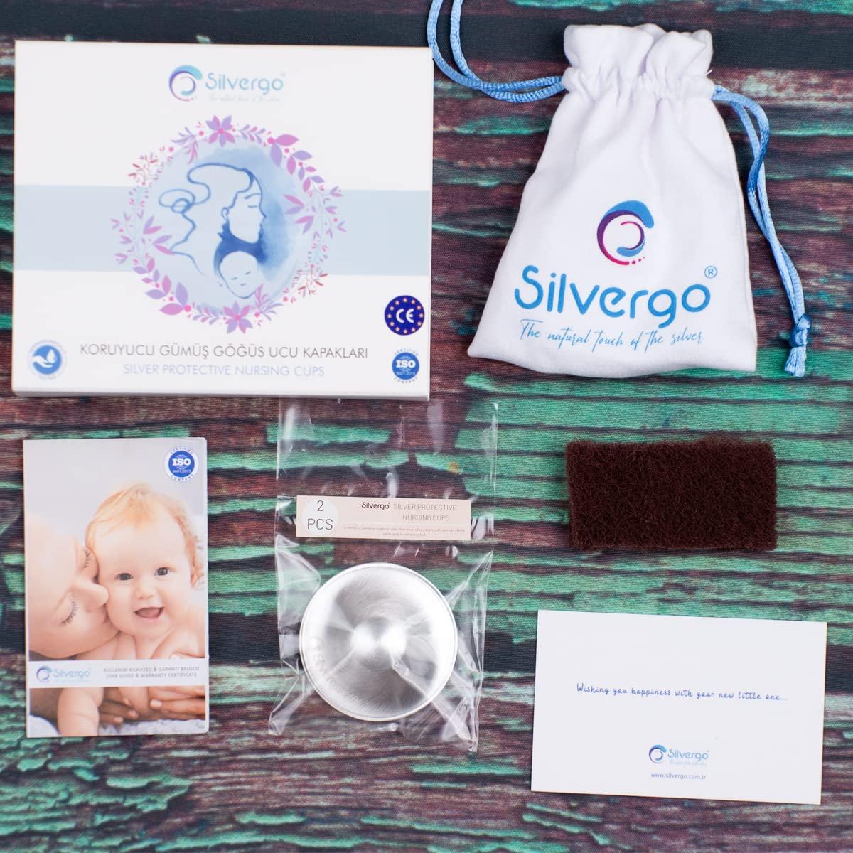 Silvergo 999 Pure Silver Nursing Cups - Nipple Shields for Newborn, Breastfeeding Cover ...