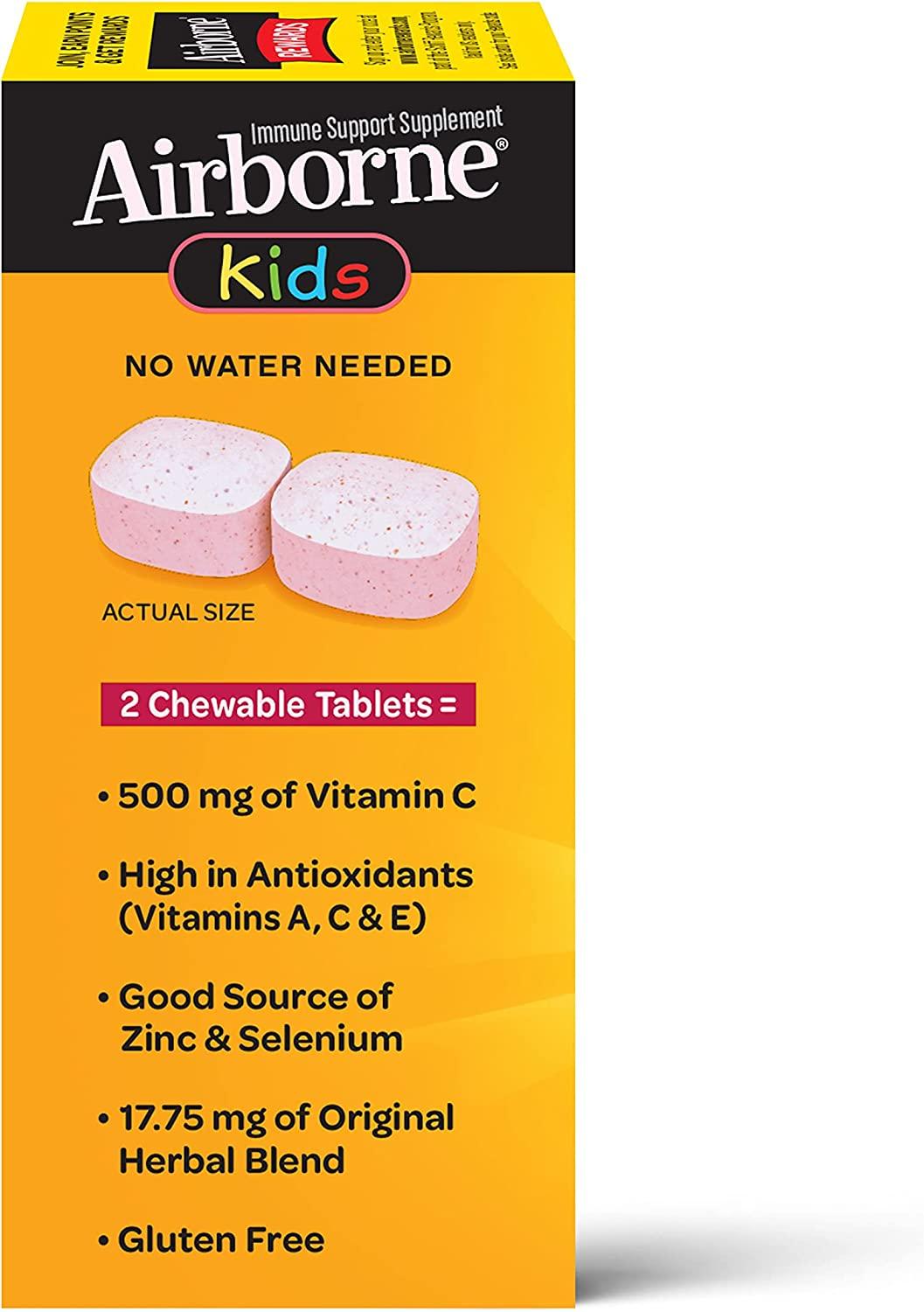 AirBorne Kids Immune Support - Very Berry Chewable Tablets (Ages 4+, 32 ...