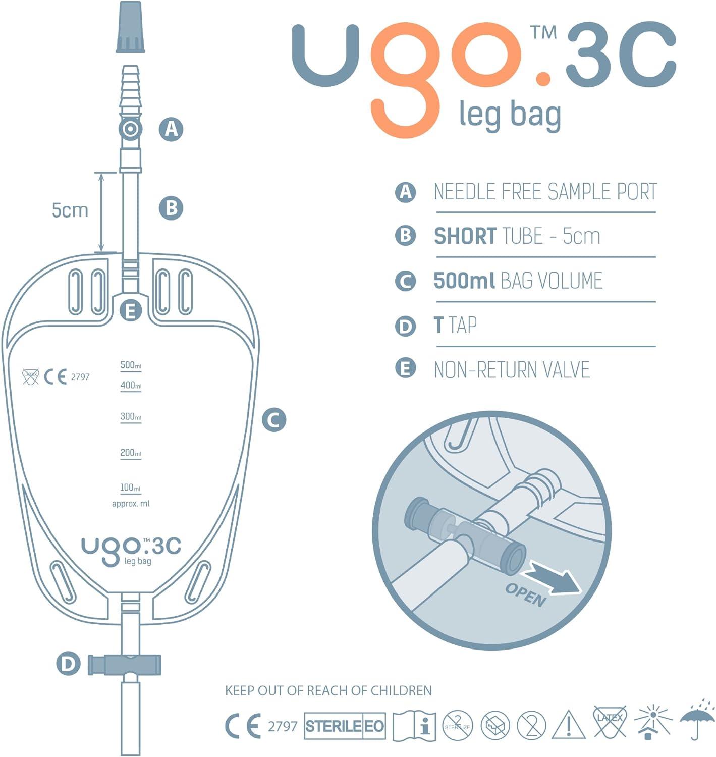 Ugo Leg Bags x10 - Urine Drainage Bags/Catheter Leg Bags T/Lever Tap ...
