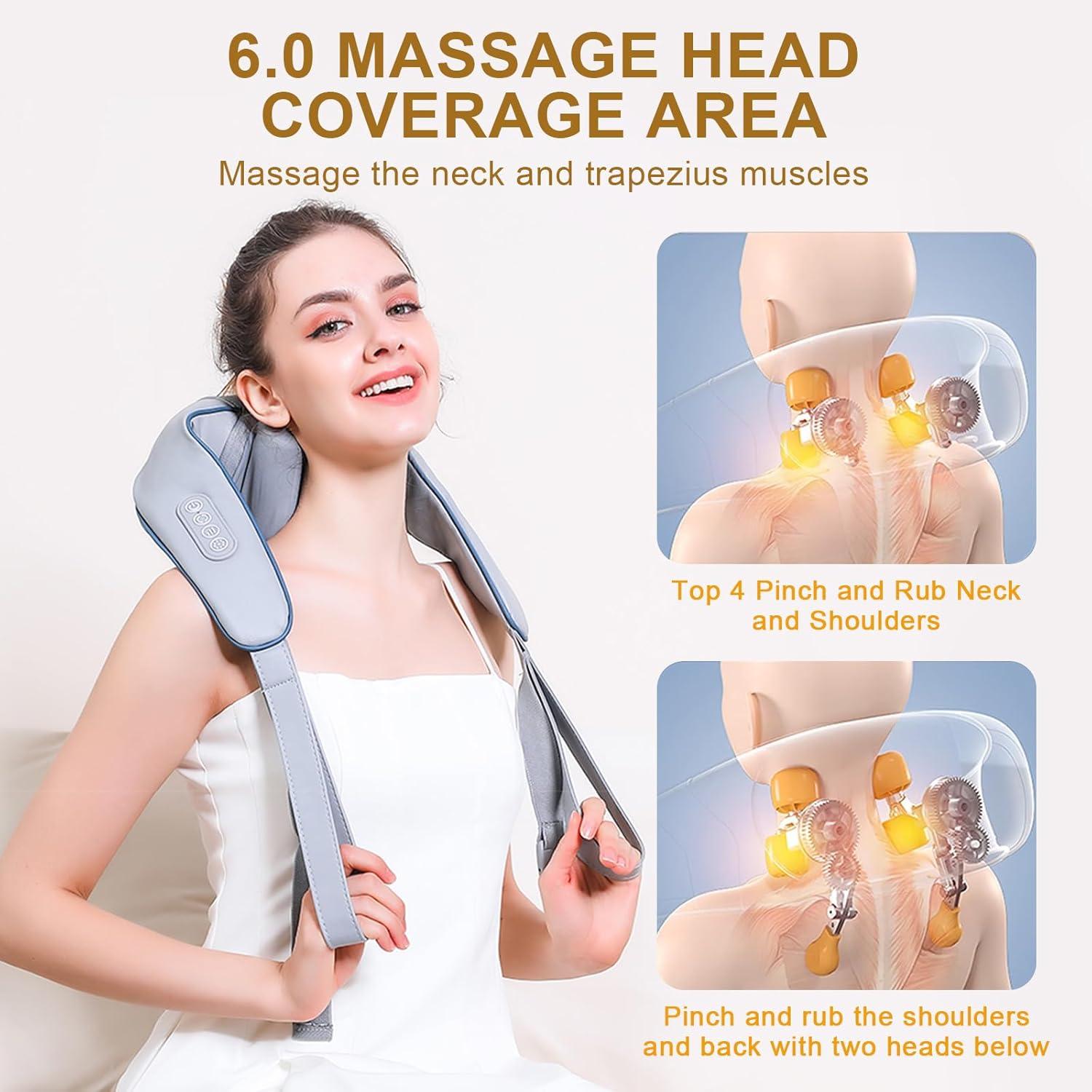Neck & Shoulder Massage Device with Heat - 3 Speeds Deep Tissue Relief ...