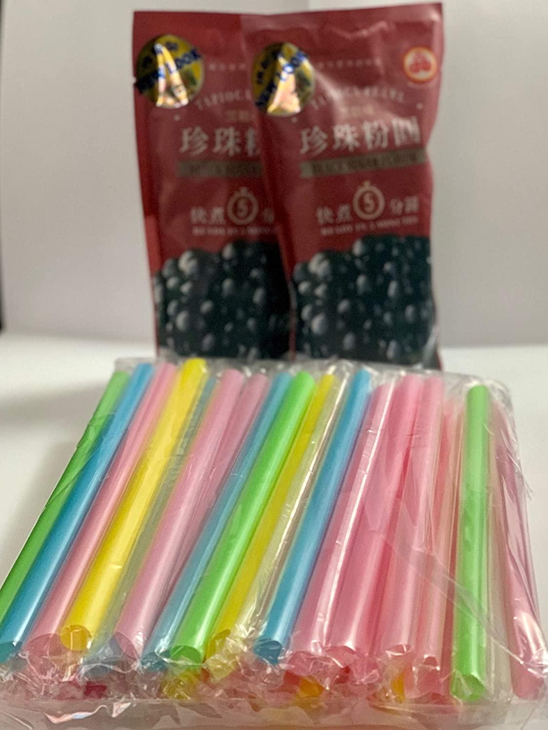 BOBA Black Tapioca Pearl Bubble Tea 2 Pack + 50 BOBA Straws - 8.8 OZ ...