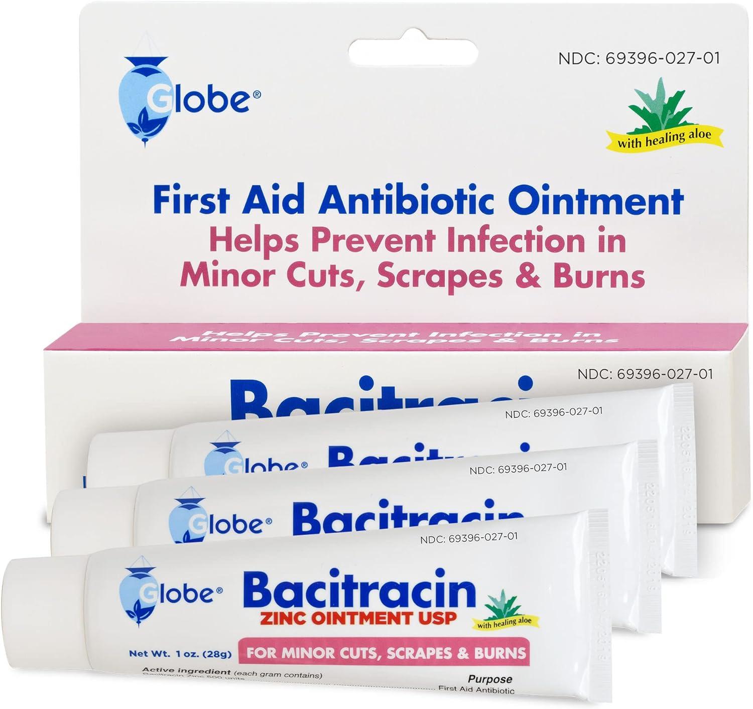 Bacitracin Zinc Ointment with Aloe - 3 Pack, 1oz Each | Essential ...