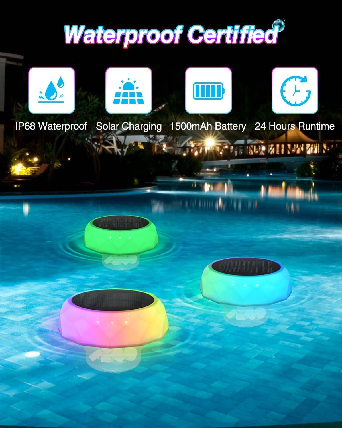 Buy Phejie Solar Floating Pool Light - RGB Remote-Controlled IP68 ...