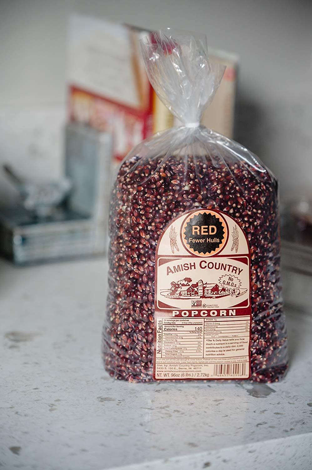 Amish Country Red Popcorn Kernels - 6 lbs Bag | Non-GMO, Gluten Free ...
