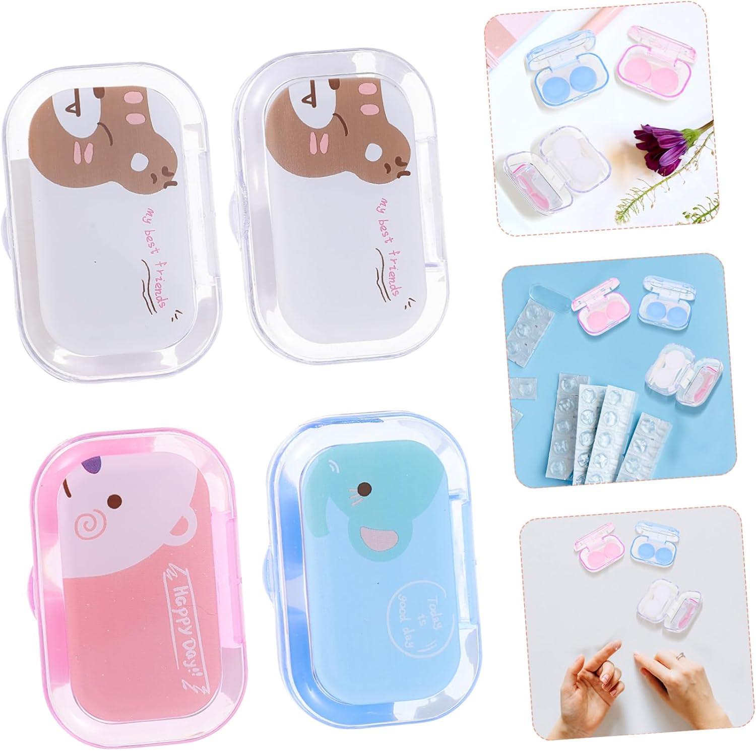 Hapinary Cartoon Contact Lens Case - 4 Boxes Eye Contact Lens Carrier ...