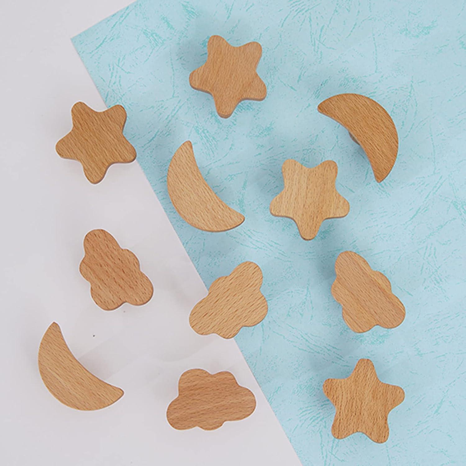 6 Original Wooden Furniture Handles - Cartoon Cloud Design for Kitchen ...