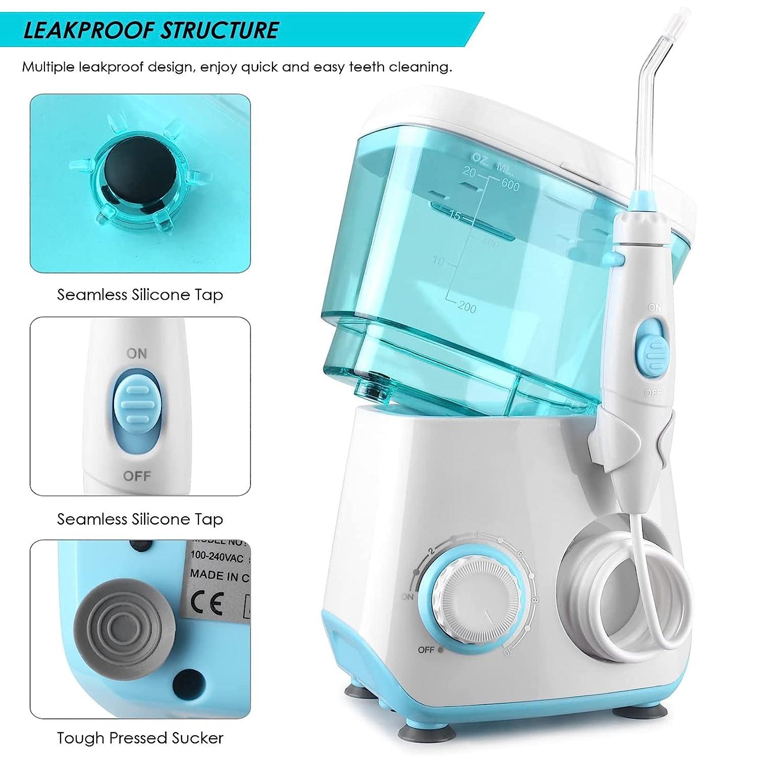Dental Water Flosser Oral Irrigator - 10 Pressure Settings, 8 Jet Tips ...