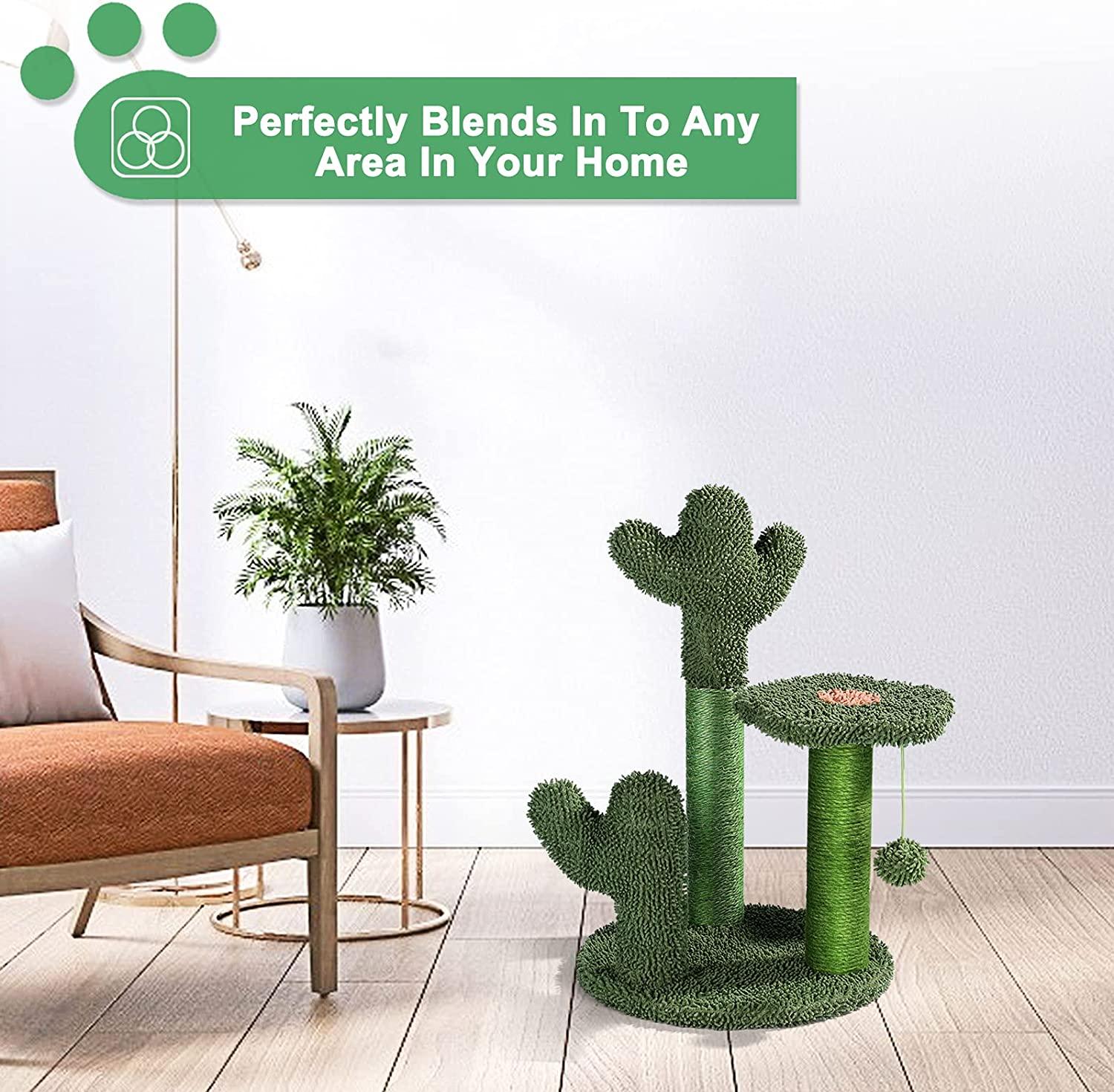 T2Y Cactus Cat Scratching Post - 3 Scratch Posts with Dangling Bell ...