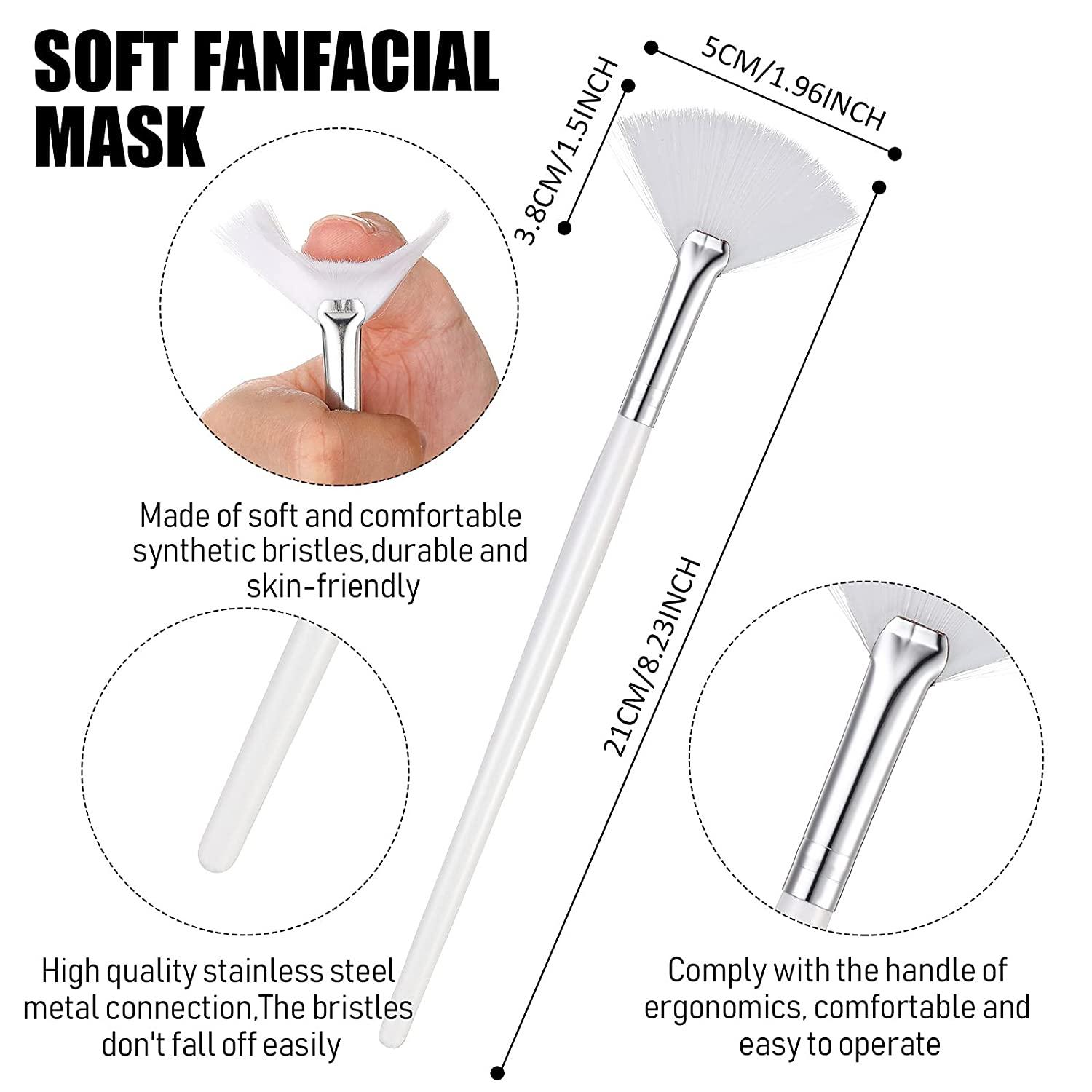 8-Piece Fan Facial Brushes Set for Makeup Peel - Long Handle Acid ...