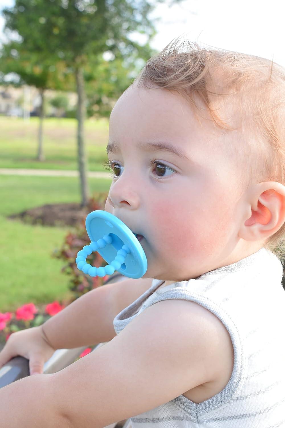 Pure Hunny Pacifier Set - 2-Pack Blue & Green Medical Grade Silicone ...