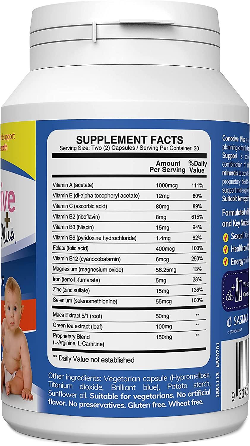 Conceive Plus Men's Fertility Support - Male Fertility Supplement 60 ...