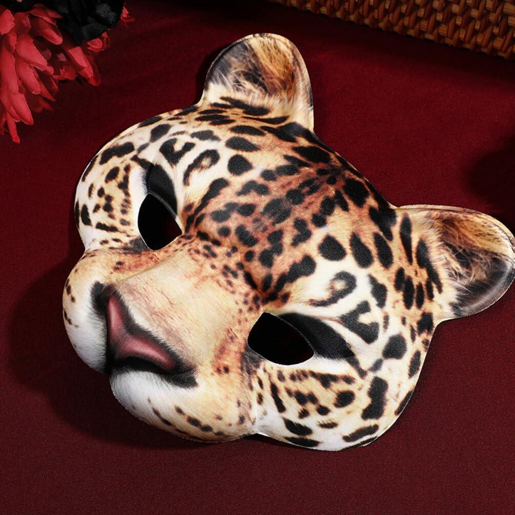 Holidyoyo 2 Pieces Halloween Leopard Half-Face Mask - Animal Cosplay ...