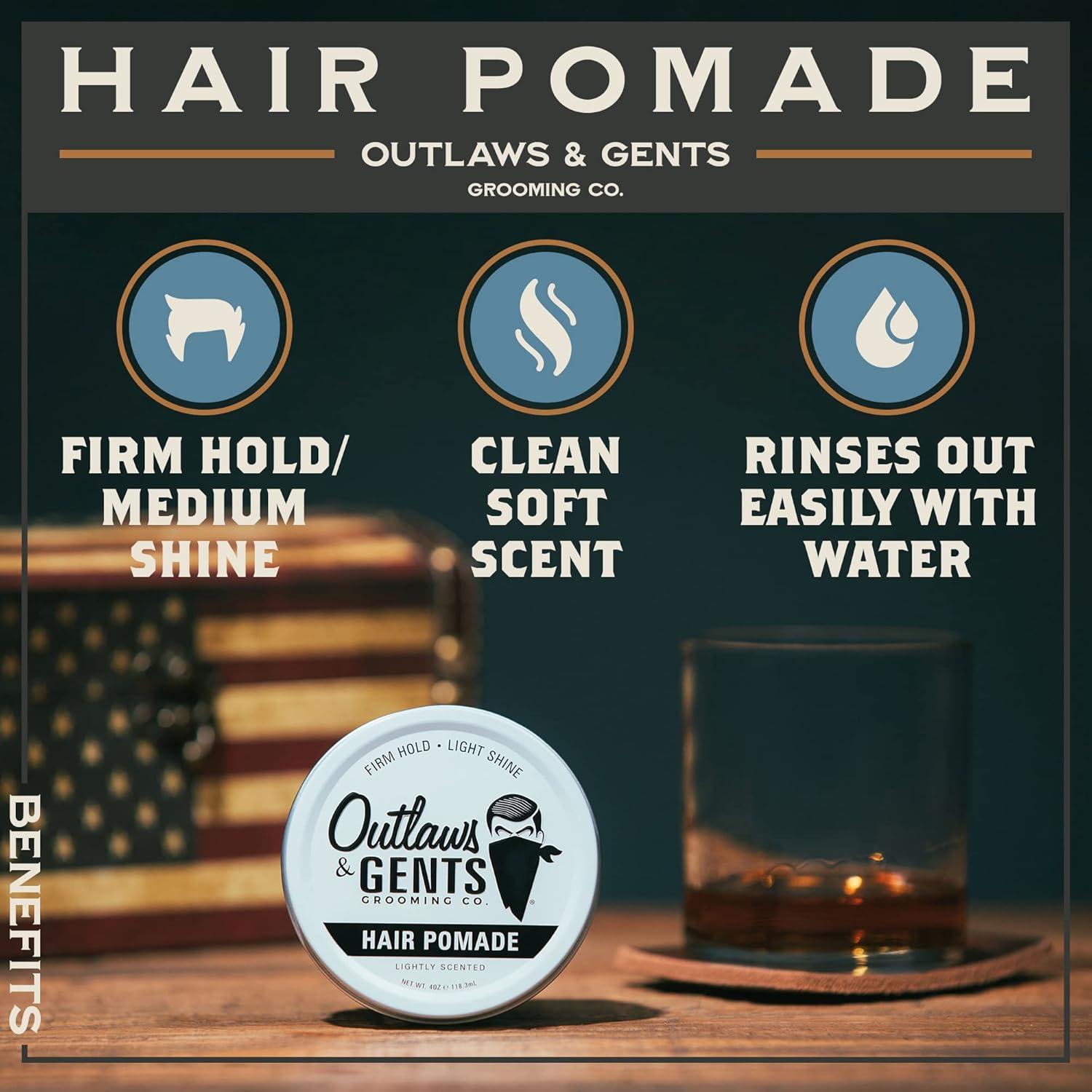 Outlaws & Gents Grooming Co. Hair Pomade - Firm Hold & Light Shine ...