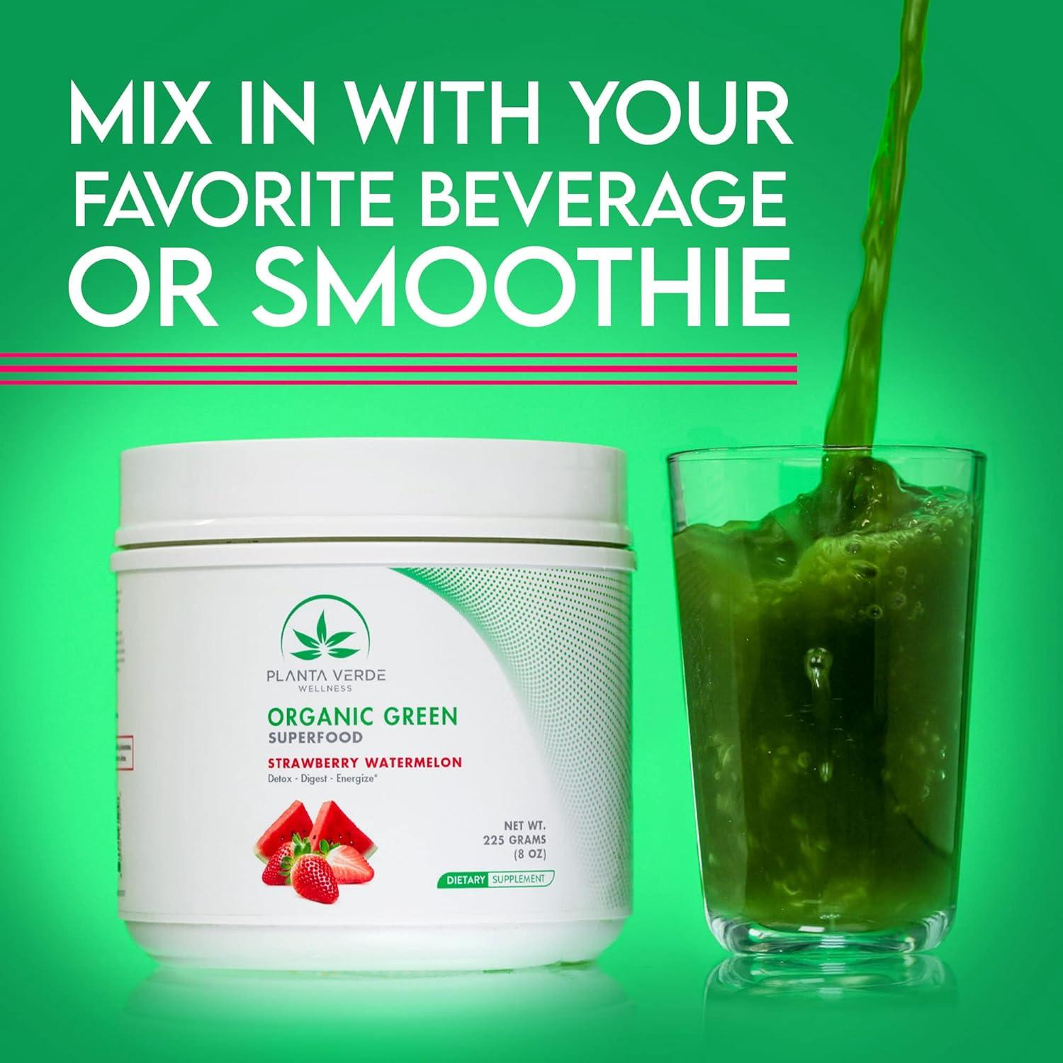 Organic Green Superfood Powder - Strawberry Watermelon Flavor for Detox ...