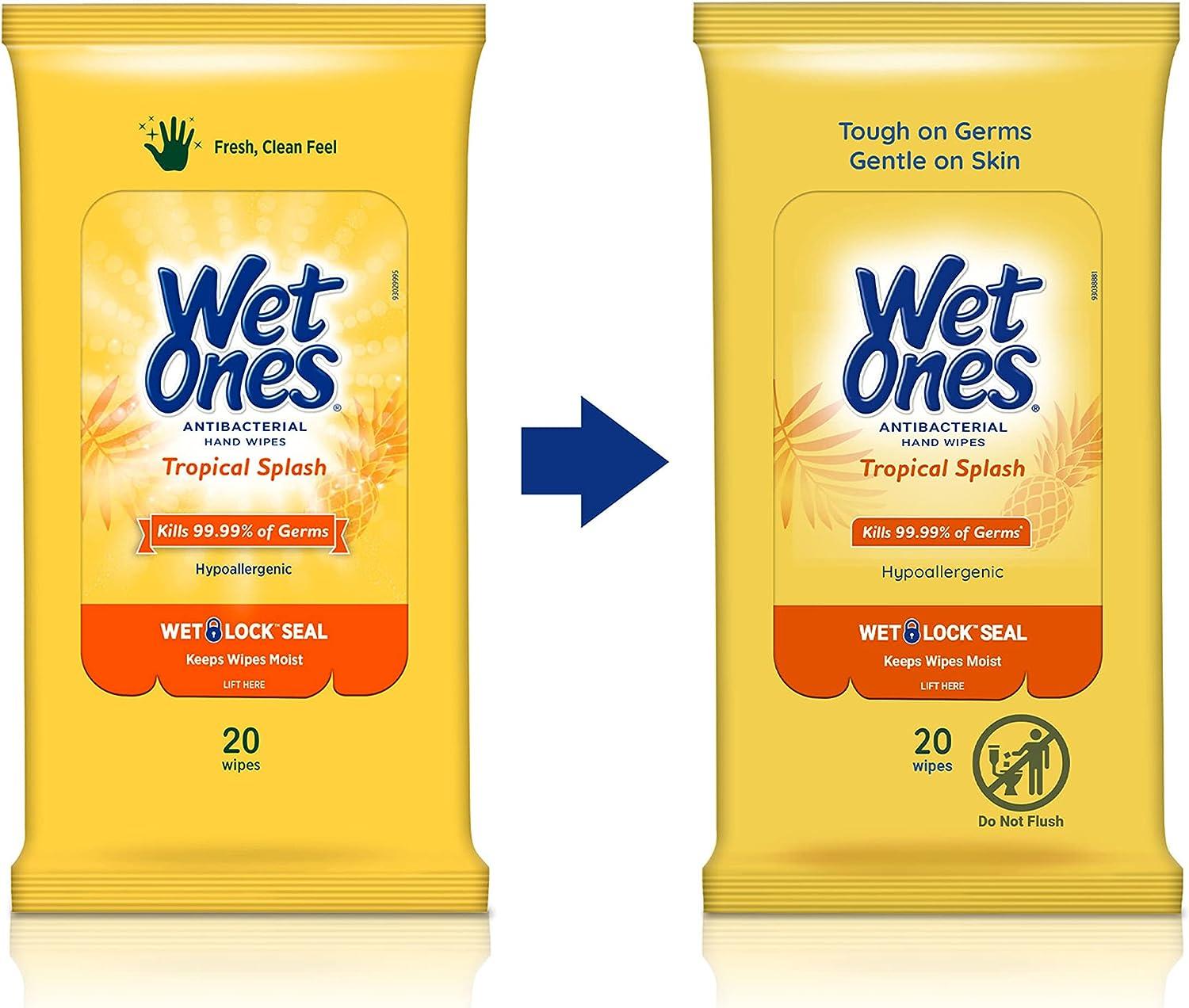 Wet Ones Antibacterial Hand Wipes Tropical Splash - 20 ct. Travel Size ...