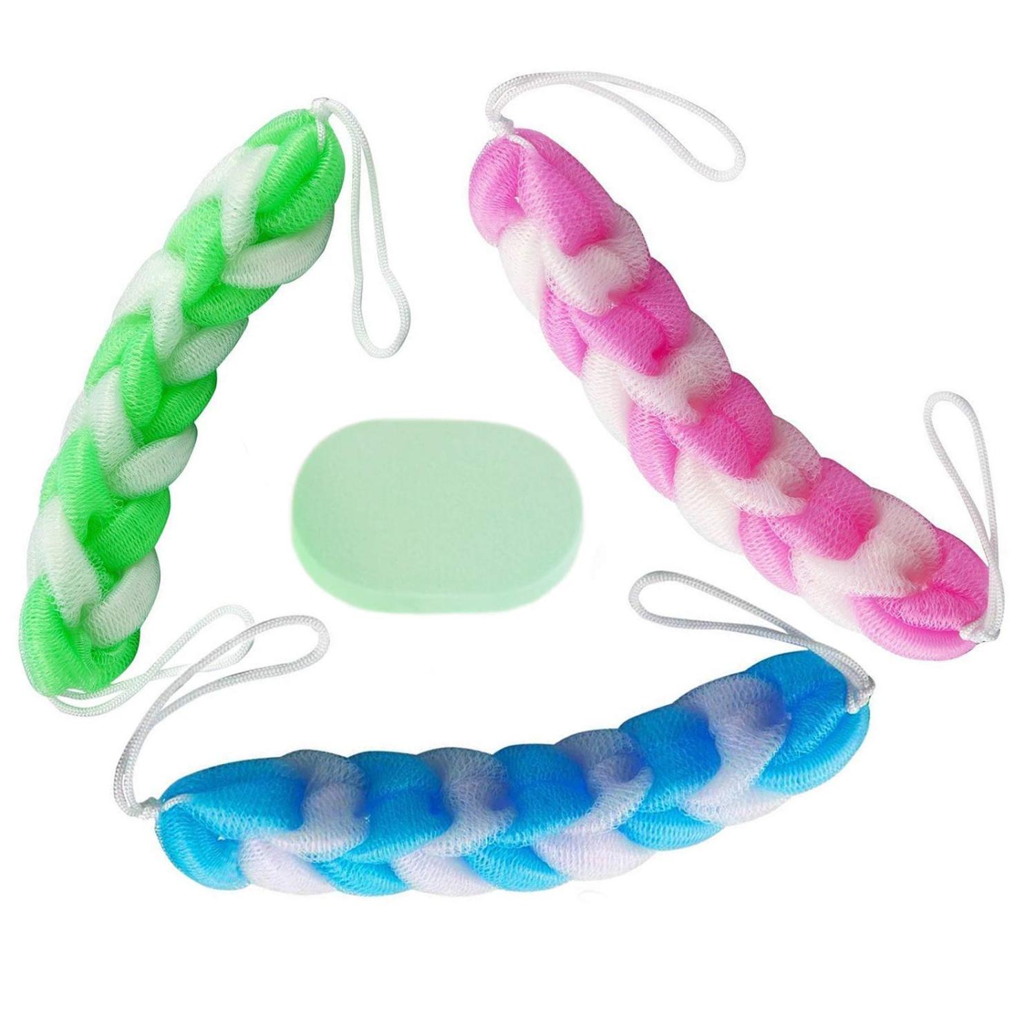 Echolife 3-Piece Mesh Back Scrub Shower Set - Stretchy Net Scrubber ...