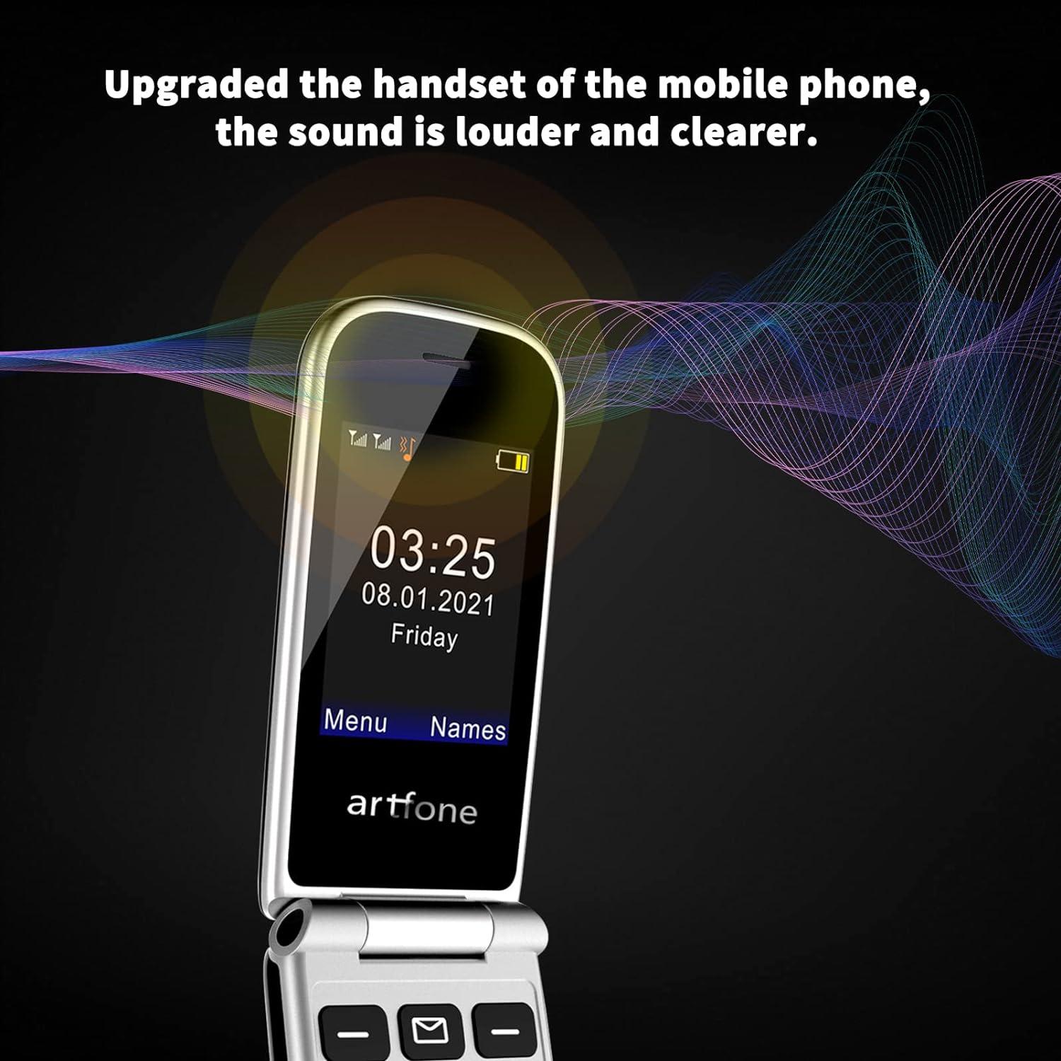 Artfone F30 4G Senior Flip Phone for Elderly - Dual SIM, Easy to Use, SOS Button, Charging Dock ...