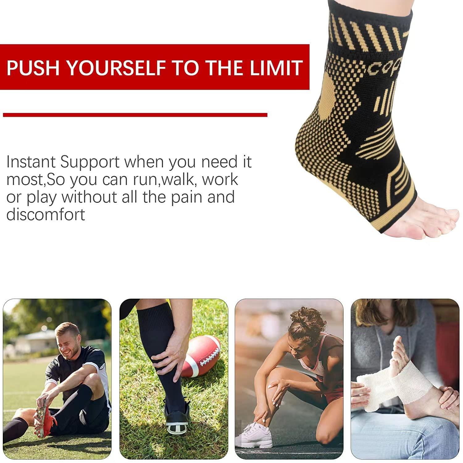 Copper Ankle Brace Support for Men & Women - XL Gold 2 | Compression ...