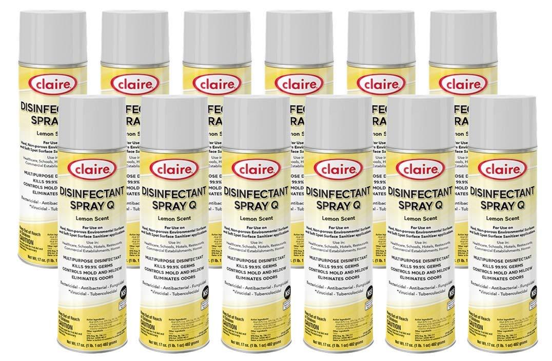 Buy Claire CL1002-PK Disinfectant Spray Q-Scent Lemon - 12 Count ...