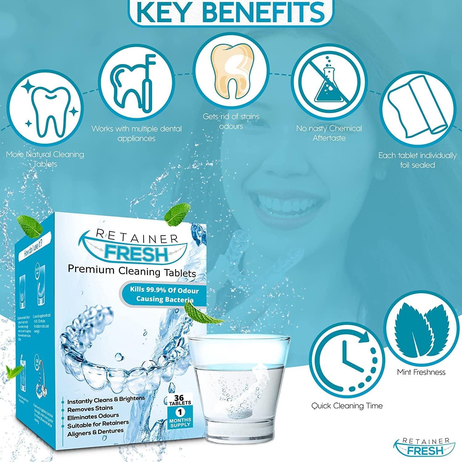 Retainer Cleaning Tablets - 120 Count for 4 Months Supply - Stain-Free ...