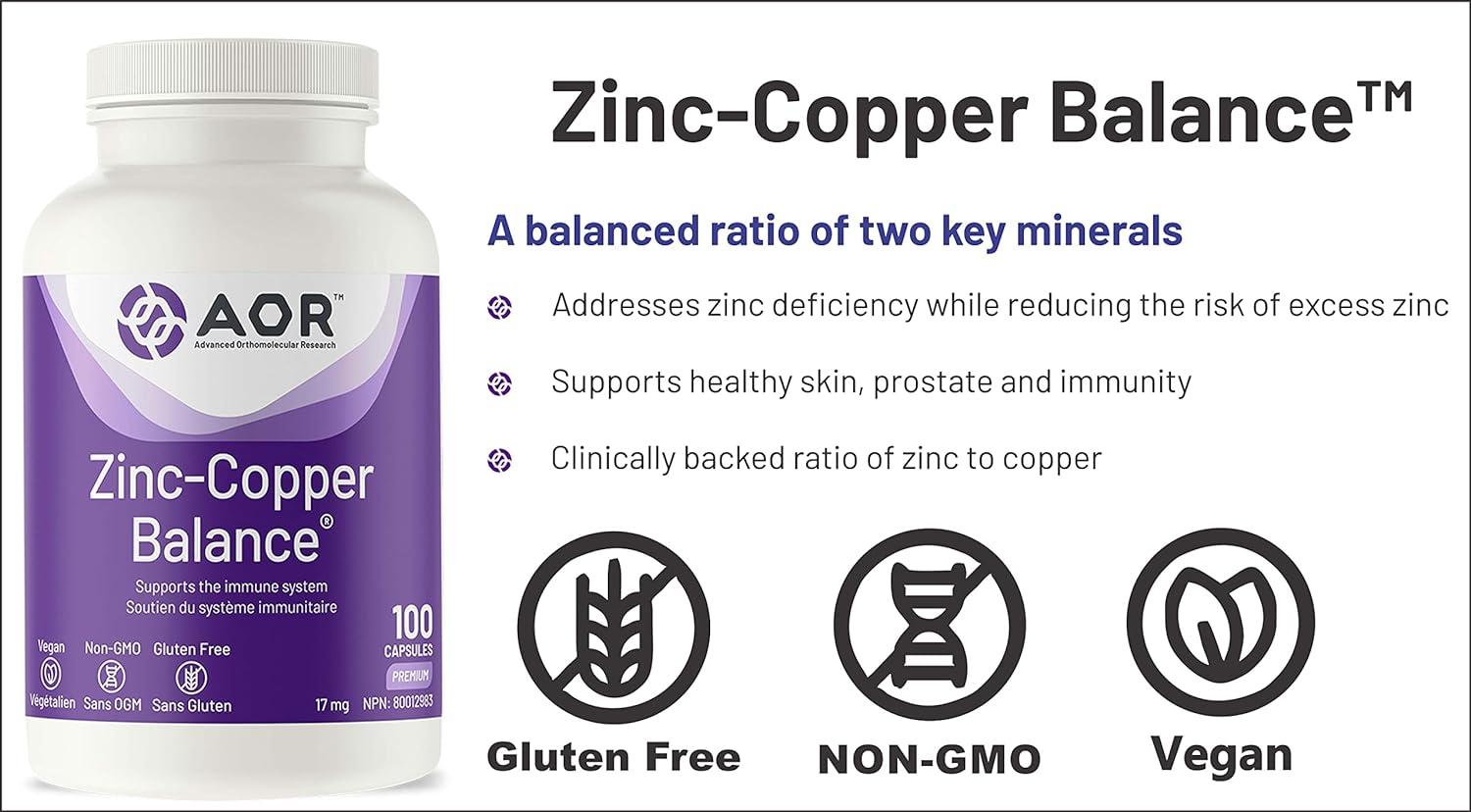 AOR Zinc-Copper Balance - 100 Vegicaps | Optimal Mineral Support | Buy ...