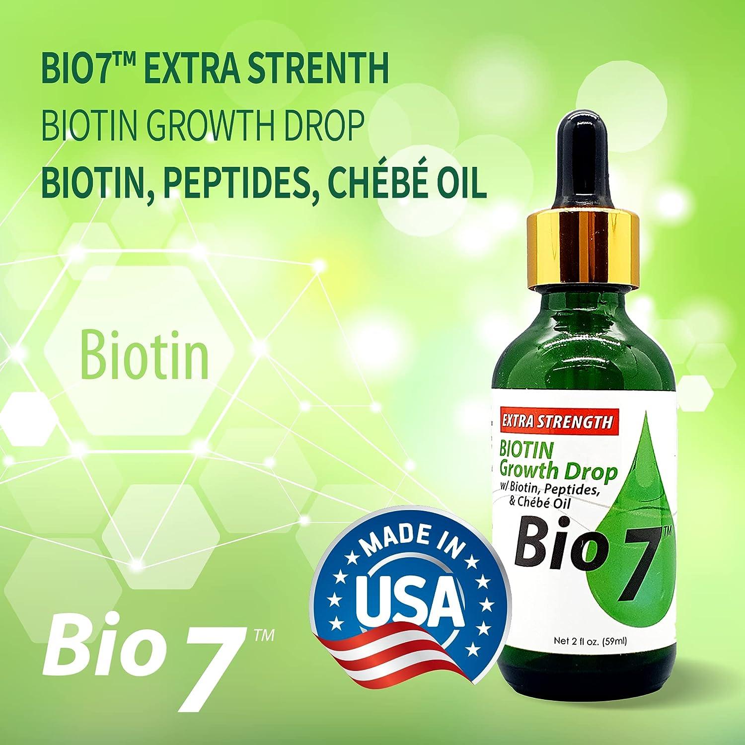 Bio7 Biotin Growth Drop Extra Strength with Biotin Peptides Chebe Oil ...