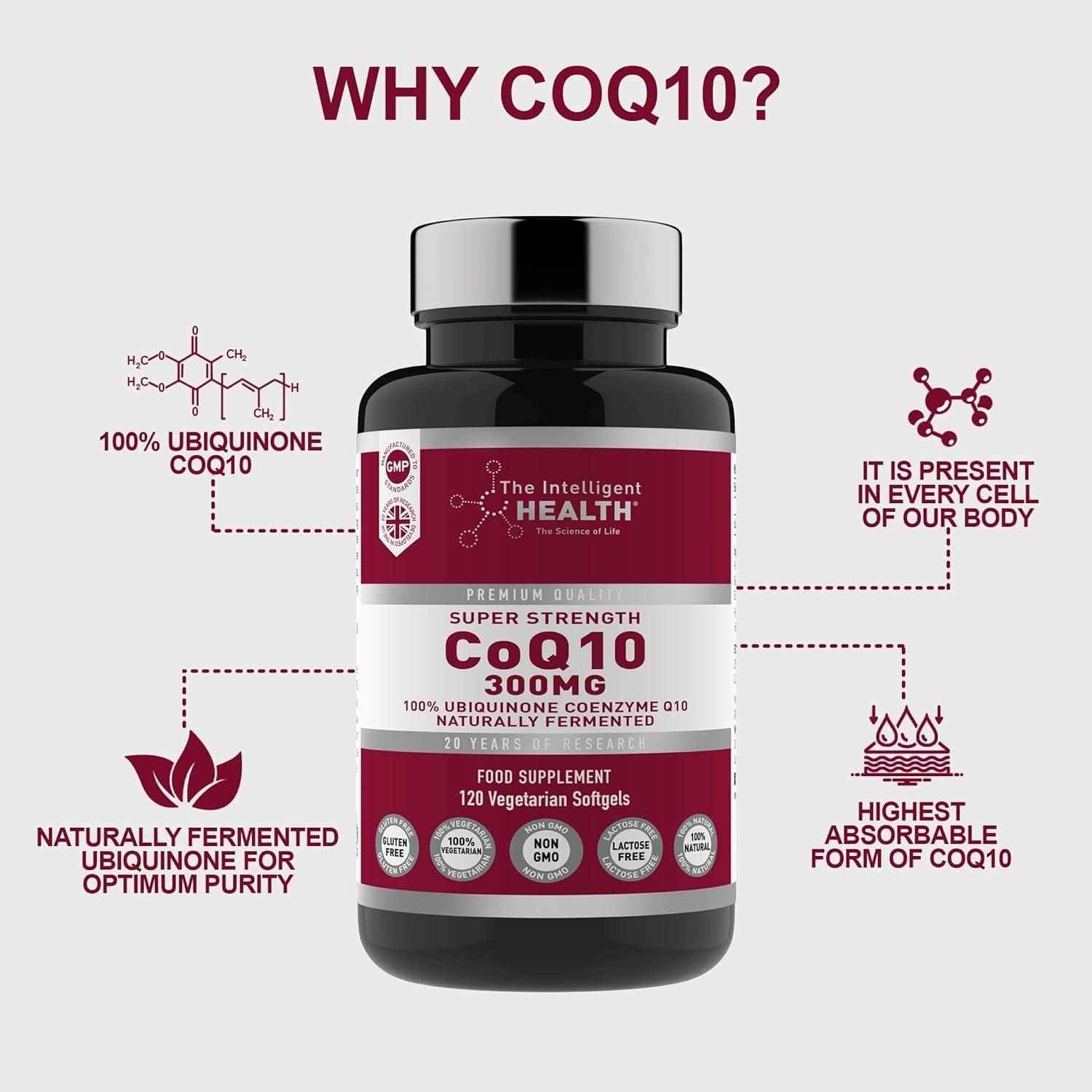 High Absorption CoQ10 300mg Capsules - 120 Count, Vegan-Friendly, Made in UK to GMP Standards ...