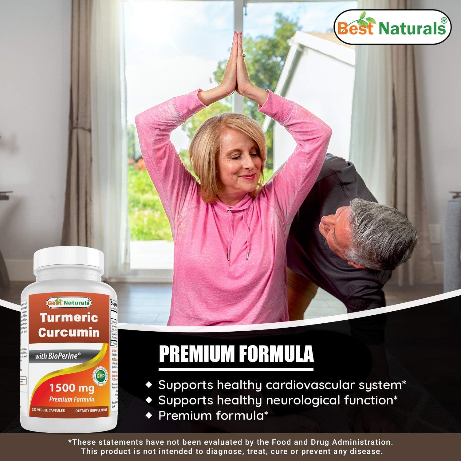 Best Naturals Turmeric Curcumin 1500mg with Bioperine - 180 Veggie ...