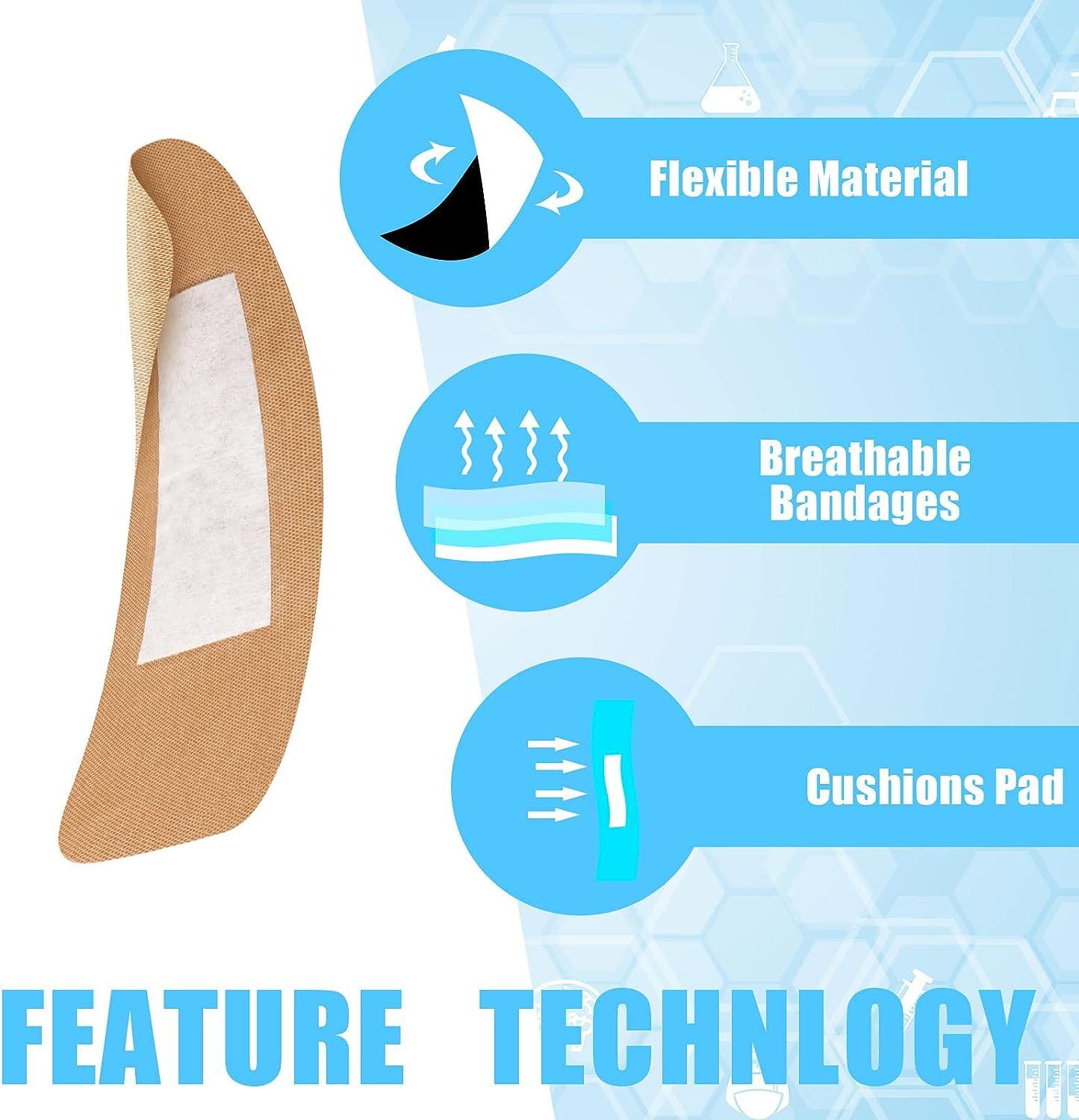 Large Flexible Fabric Bandages 2x4 Inch (100 Pcs) | Latex Free Adhesive ...