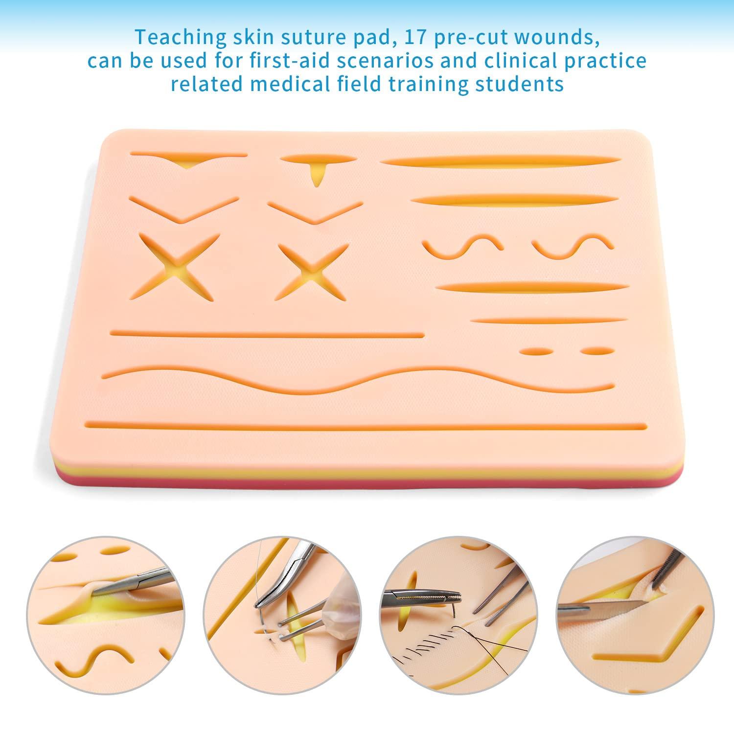 Suture Training Kit with 17 Pre-Cut Wounds, Suture Pad, Tools, Thread and Needle | Buy Now with ...