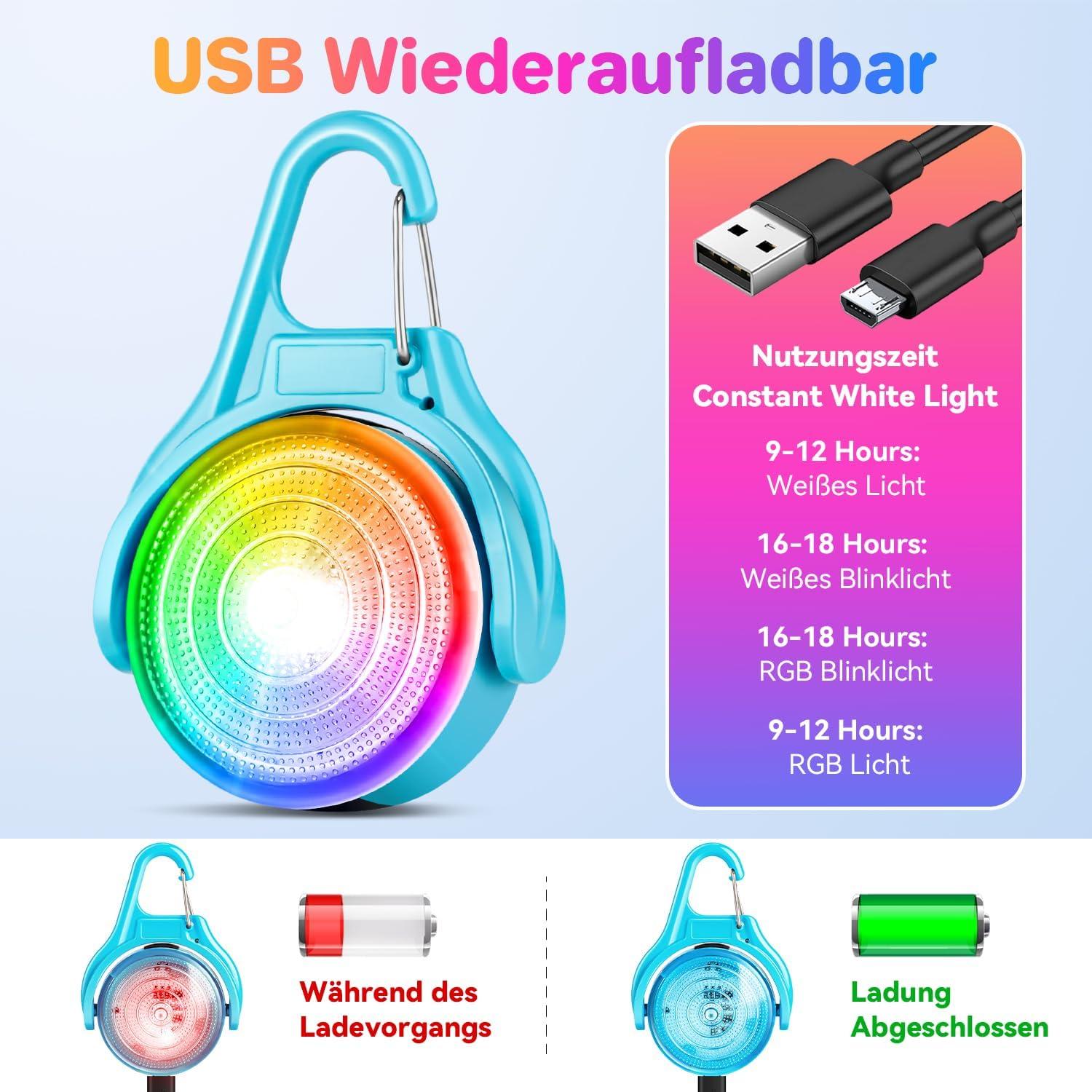 Dokkita Rechargeable LED Dog Light - RGB Color-Changing & 4 Flashing ...