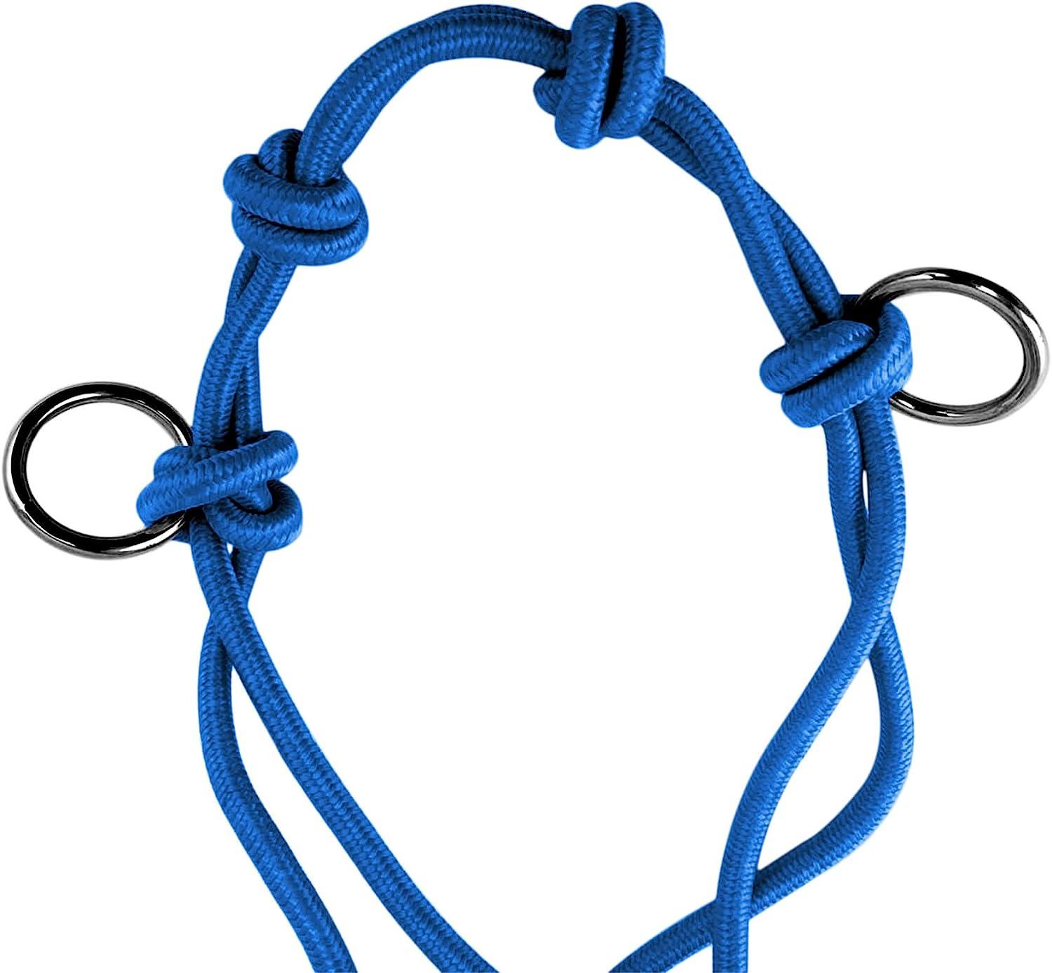 Southwestern Equine Blue Side Pull Rope Halter with Nickel Plated Rings ...