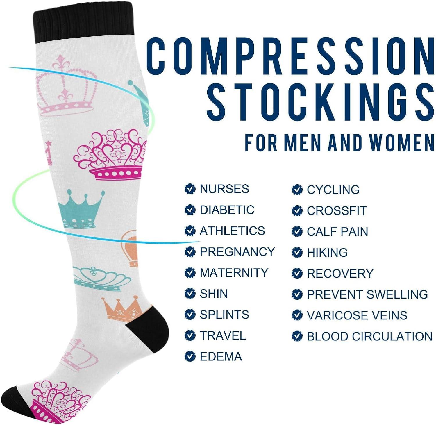 Haskirky High Elasticity Compression Socks - Princess Crown Design ...