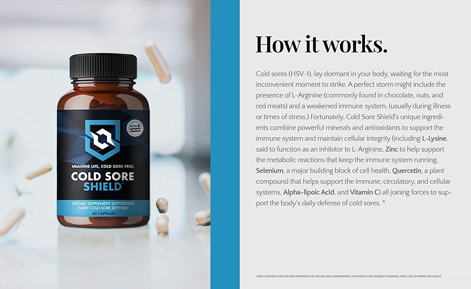 Cold Sore Shield: Daily Defense Supplement with L Lysine for Immune ...