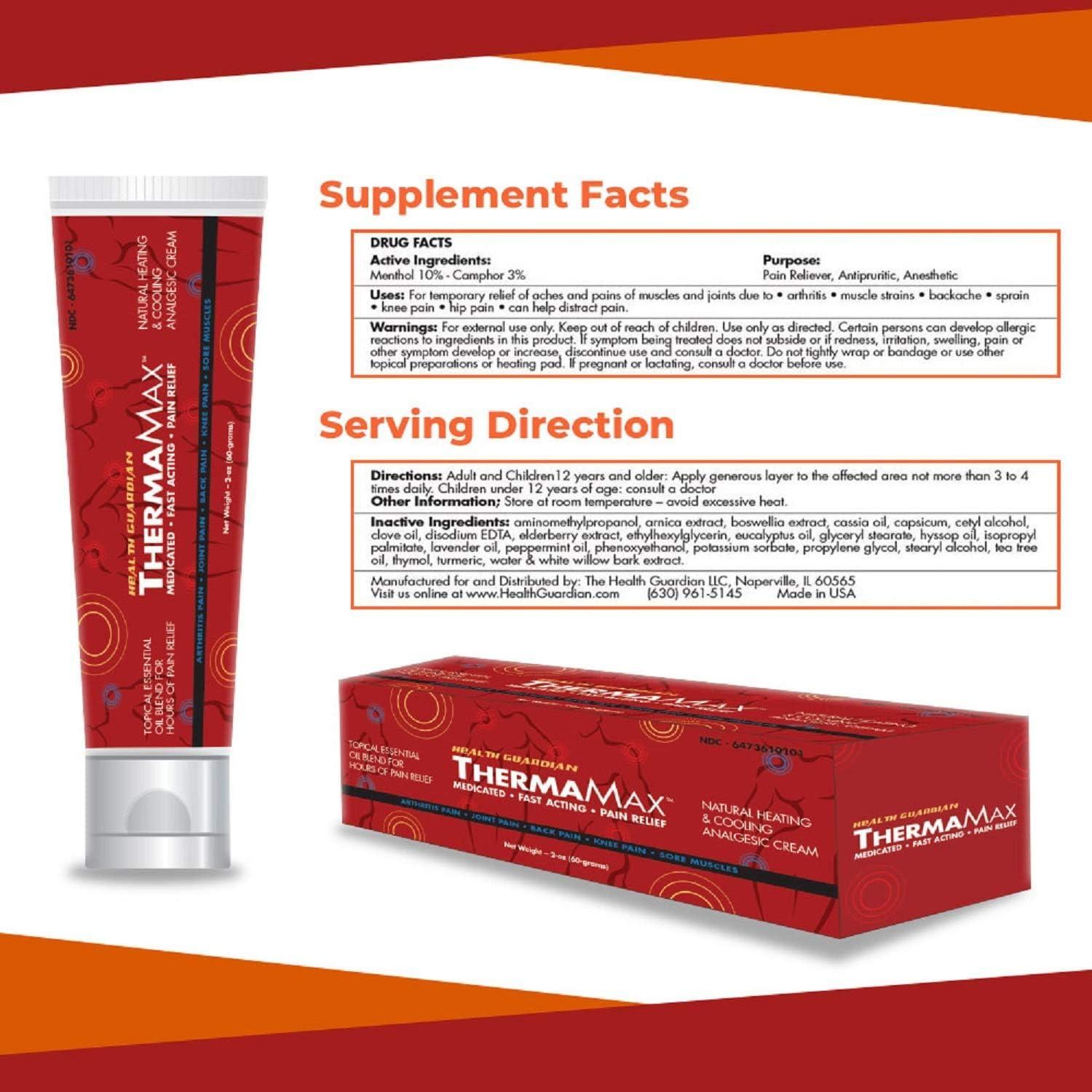 Health Guardian ThermaMax Cream 2 oz. - Fast-Acting Pain Relief | Buy ...