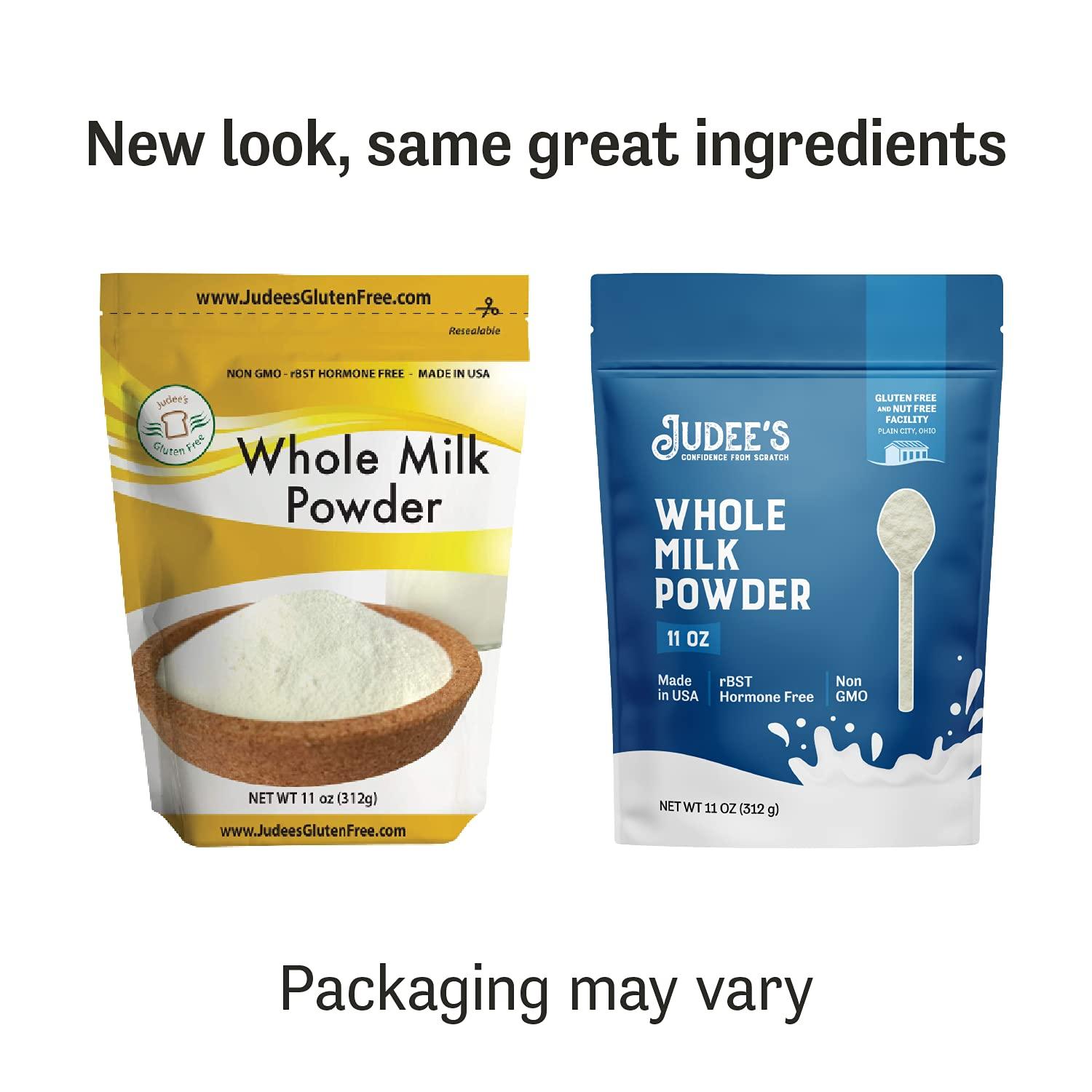 Judees Pure Whole Milk Powder 11 oz - 100% Non-GMO rBST Hormone-Free ...