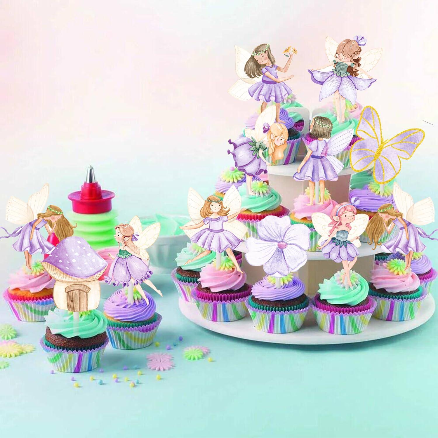 Purple Fairy Party Cupcake Toppers Fairies Party Cupcake Toppers 24Pcs ...