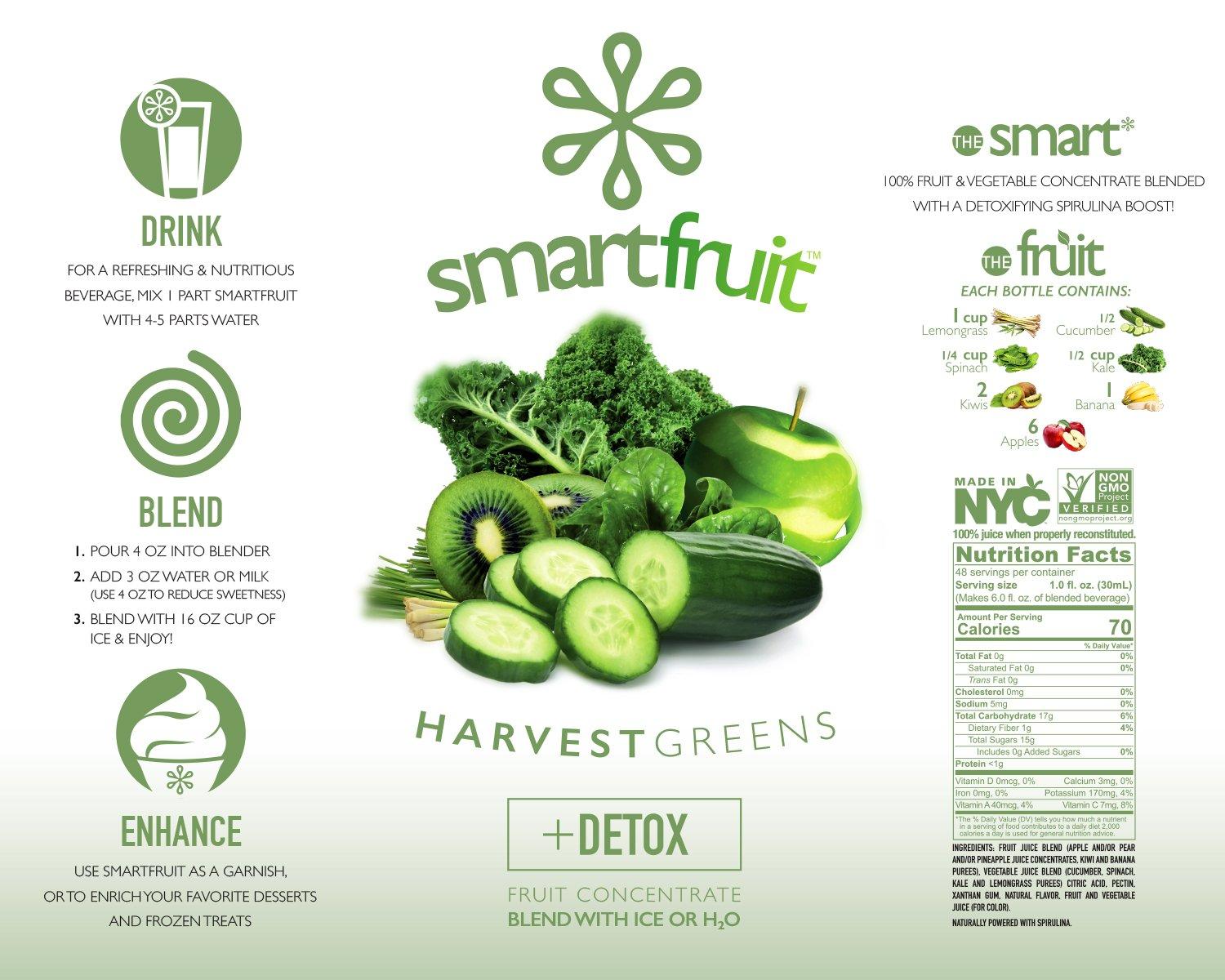 Smartfruit Harvest Greens + Detox Smoothie Mix - 100% Real Fruit Pure ...