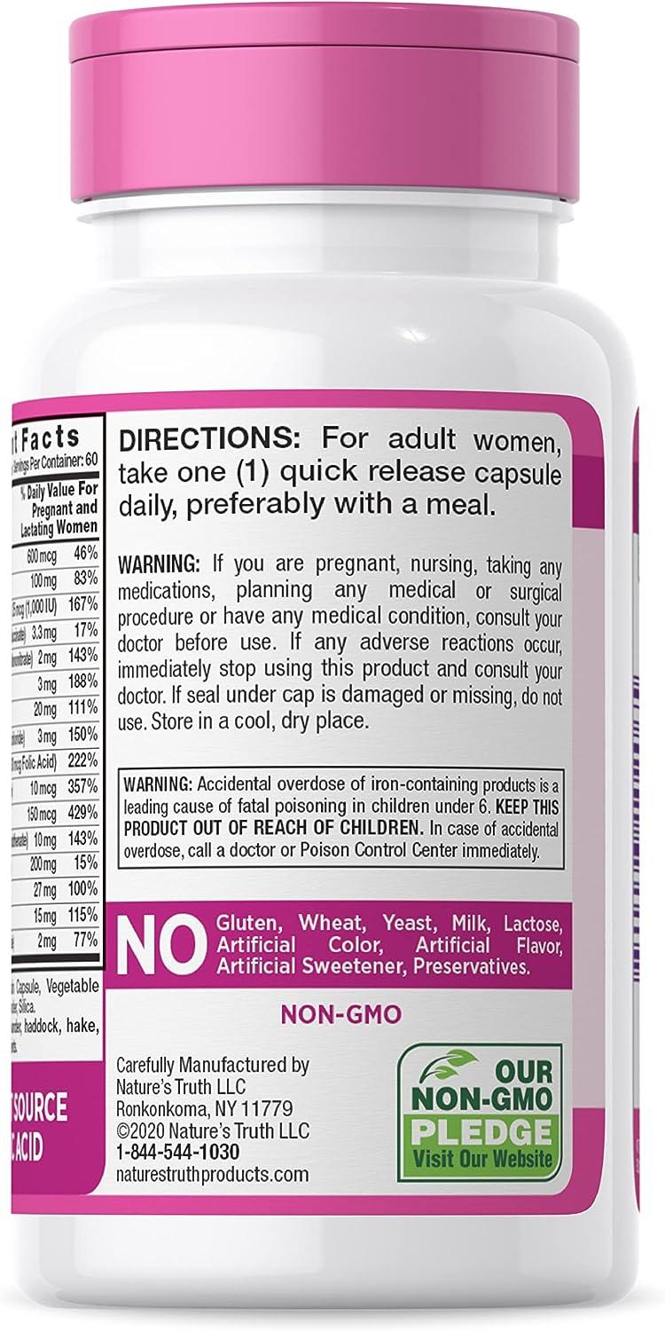 Nature's Truth Prenatal Vitamin and Mineral Formula Capsules 60 Count - Pack of 1
