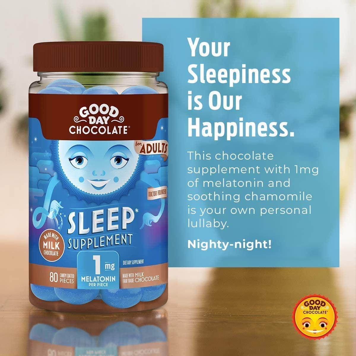 Good Day Chocolate Melatonin Sleep Aid - 1mg Natural Milk Chocolate ...