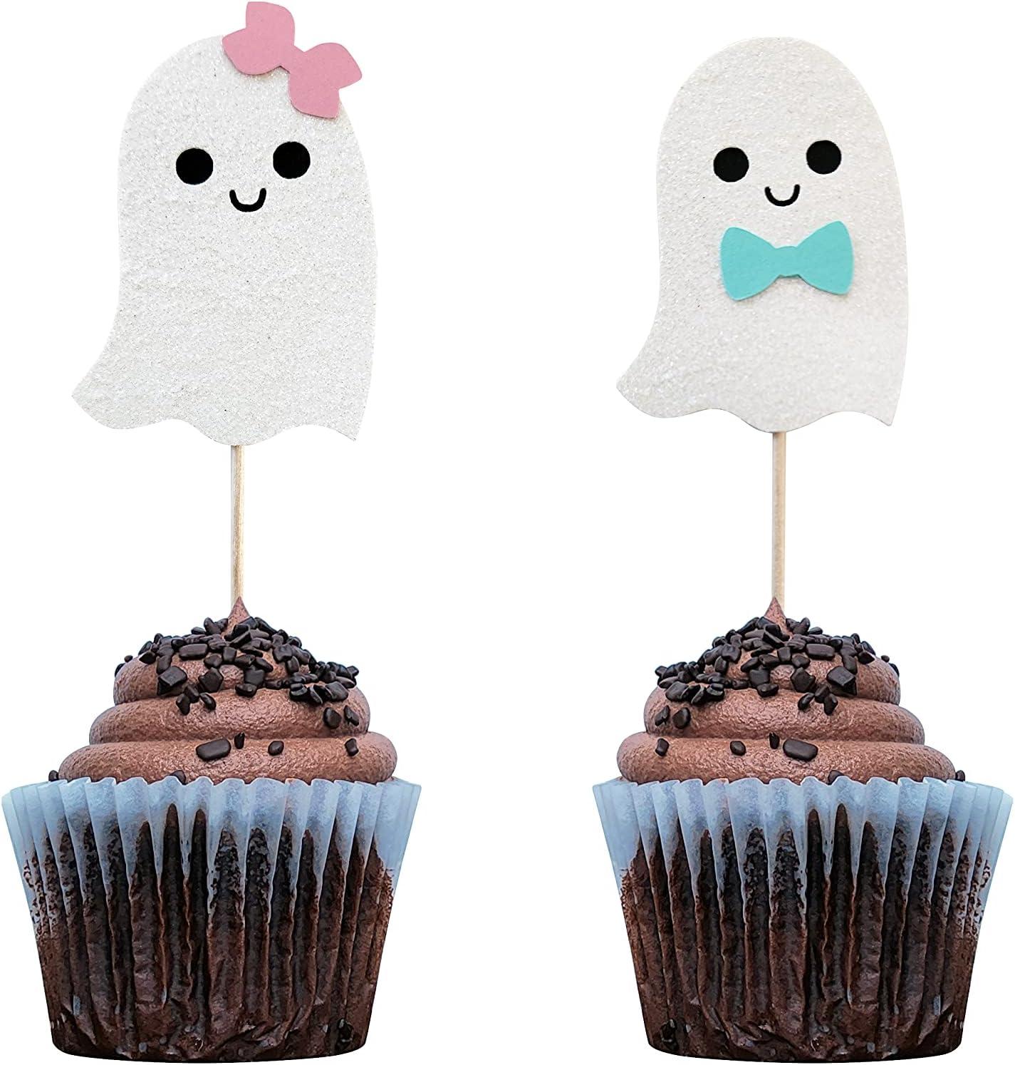 Ghost Halloween gender reveal cupcake toppers gender reveal cupcake ...