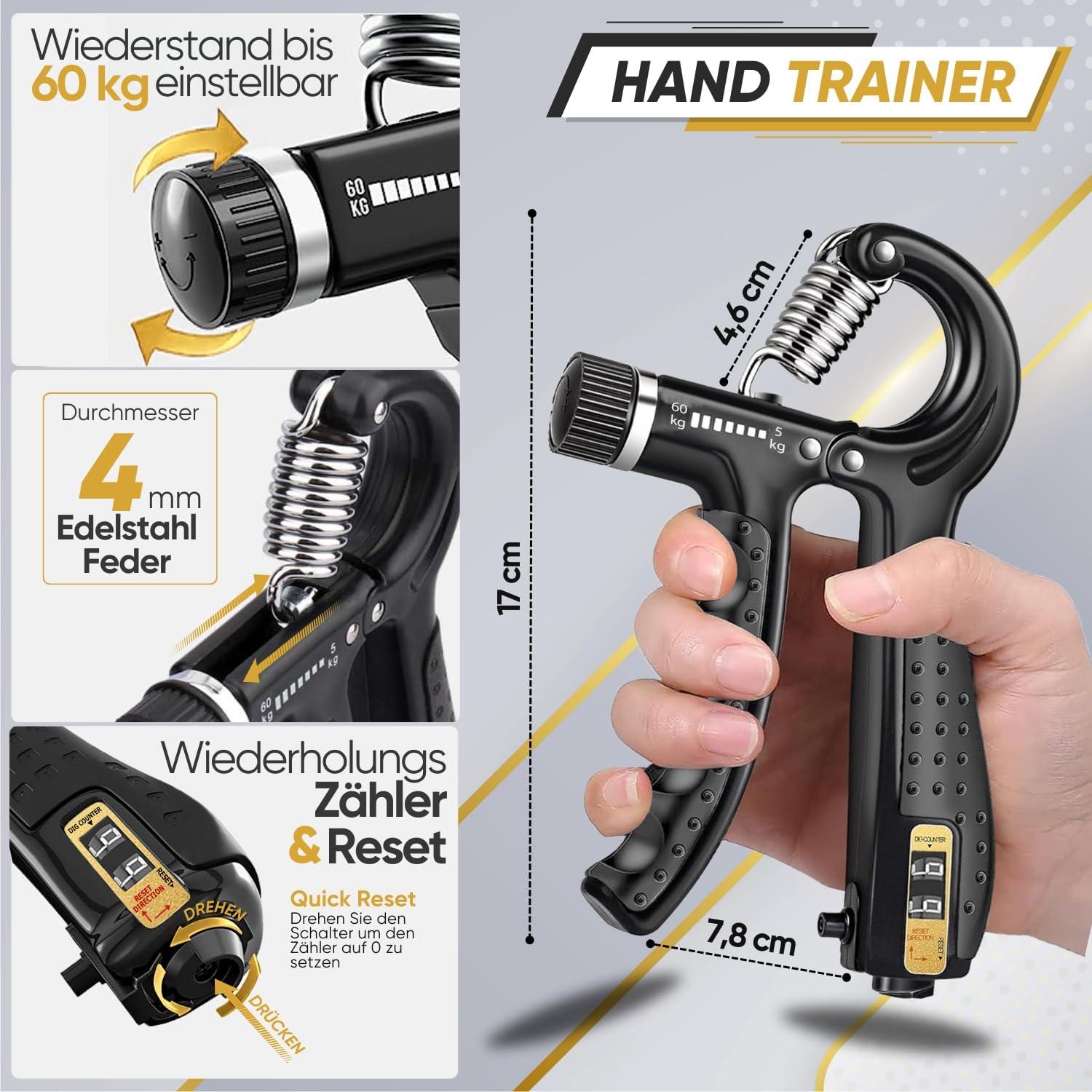 Strabozz Hand Trainer Set - Adjustable Forearm & Finger Gripper for ...