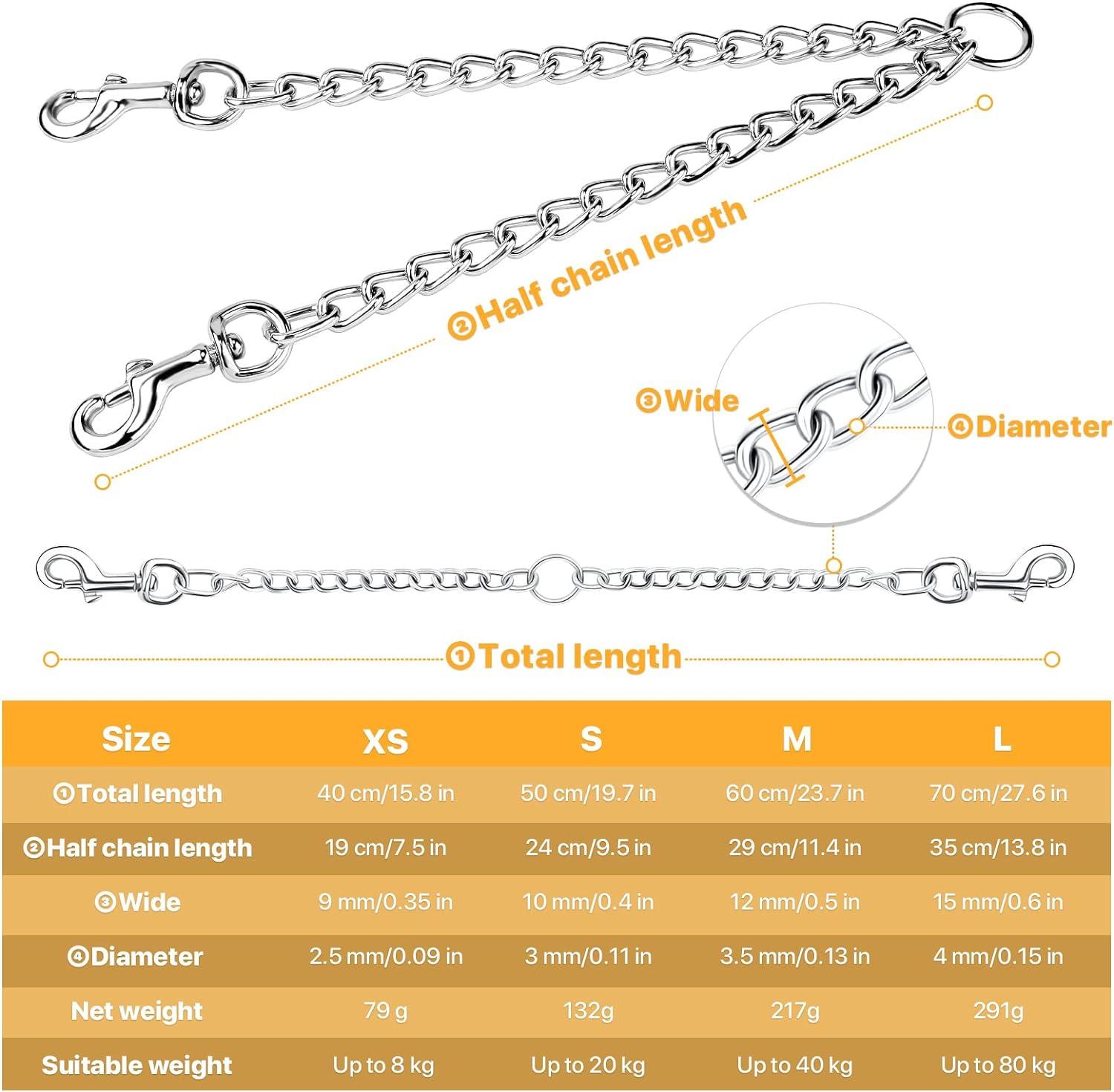 Double Dog Heavy Duty Steel Chain Leash for 2 Dogs - Durable 3.5mm ...