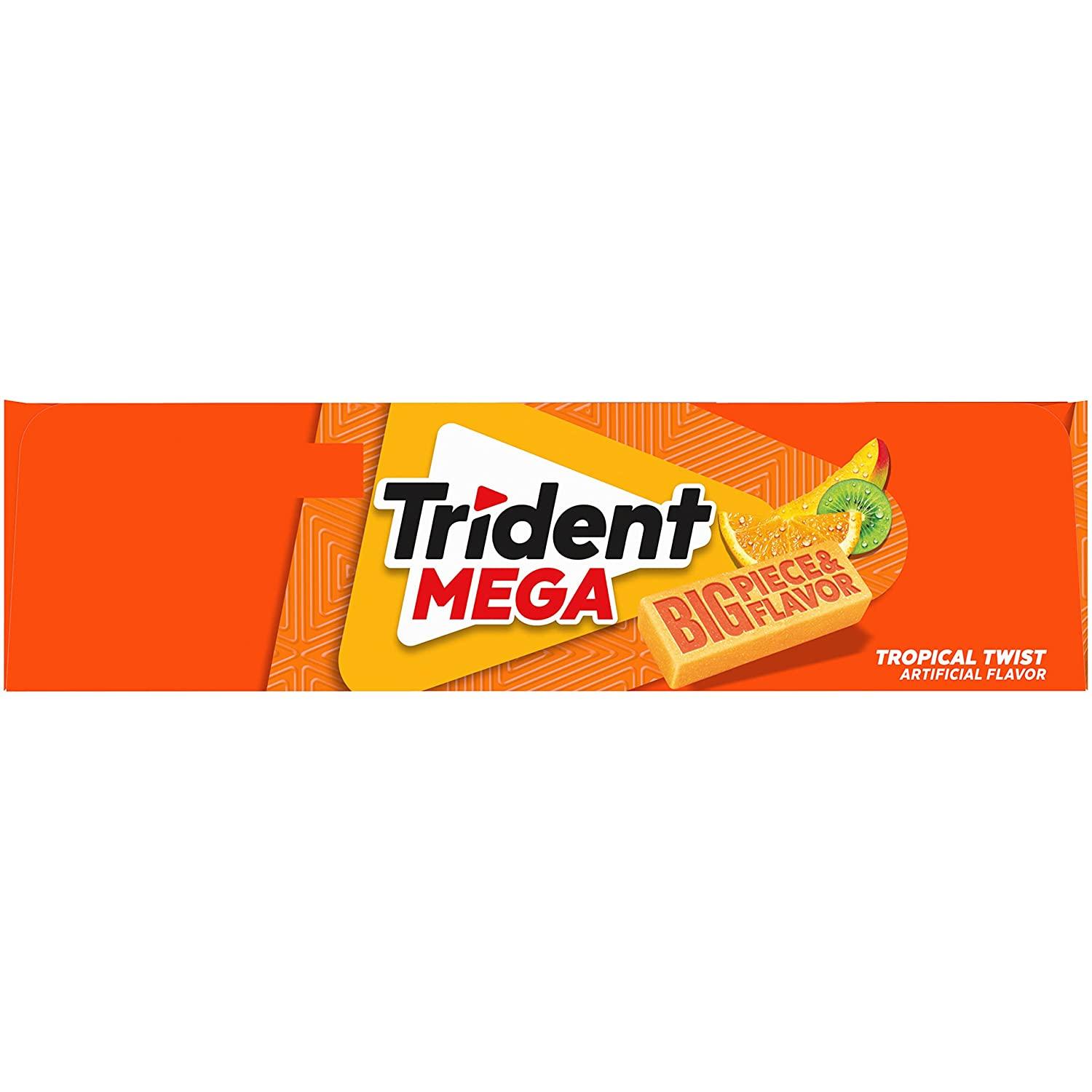 Trident Mega Tropical Twist Sugar Free Gum - 9 Packs (90 Pieces) | Buy ...