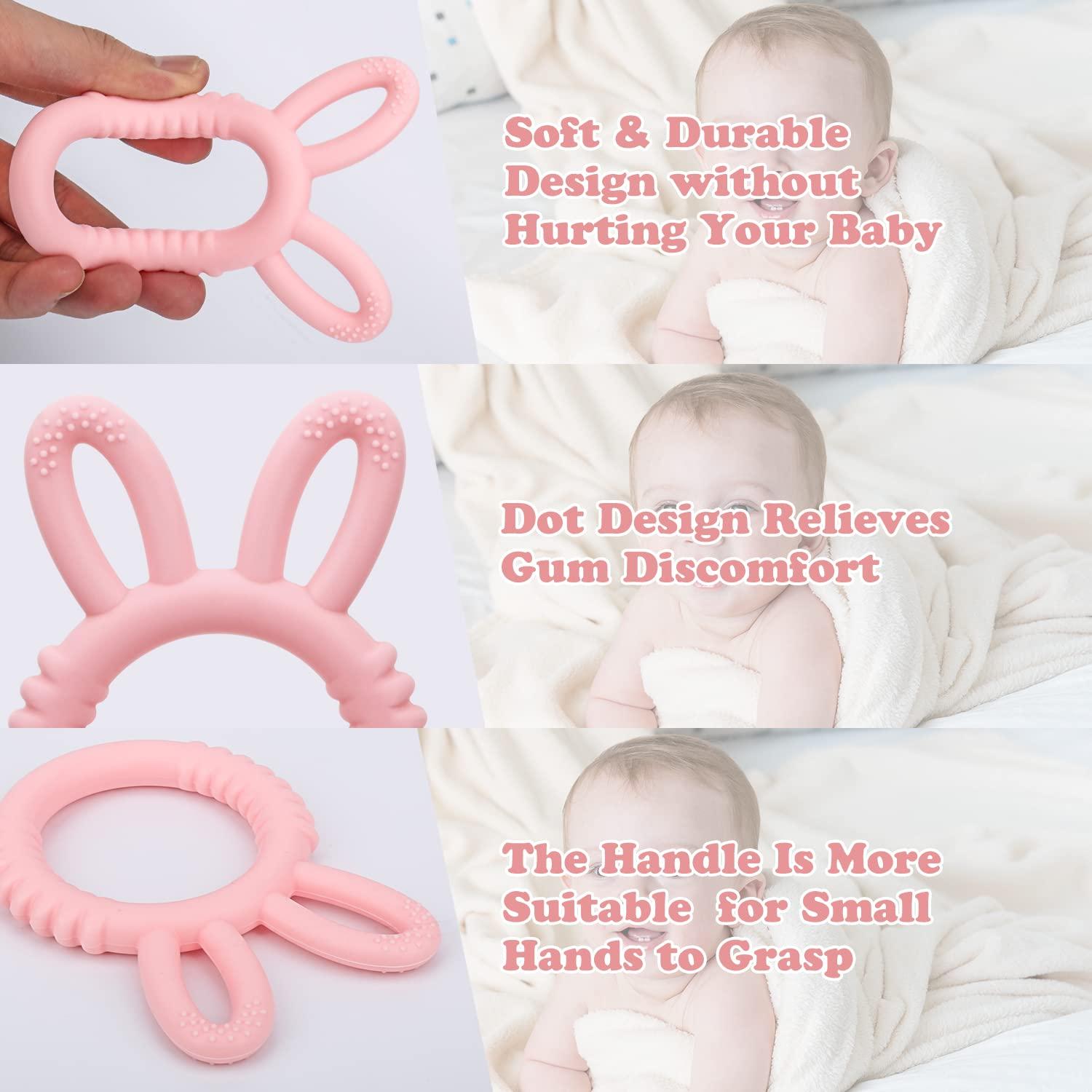 MISSLILI Silicone Baby Teether Toy | BPA Free | Ring Shape Rabbit Ear ...