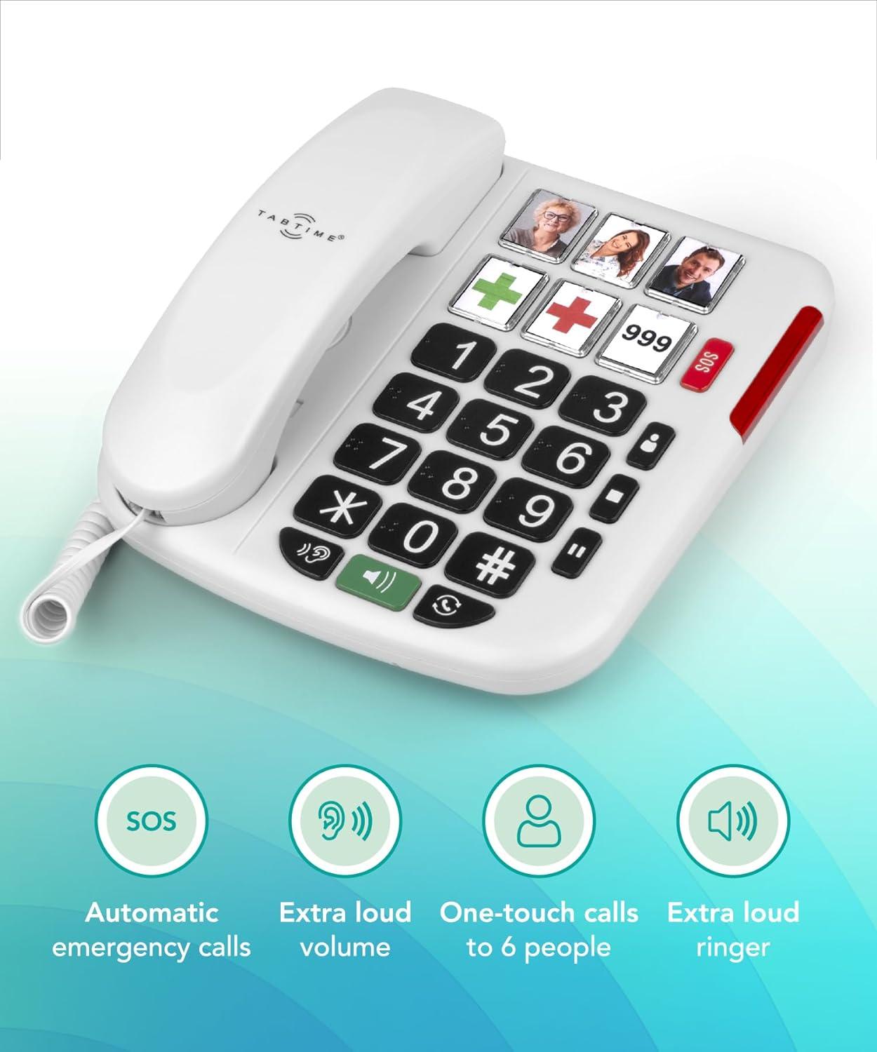 Big Button Landline Phone for Elderly | Hearing Aid Compatible ...